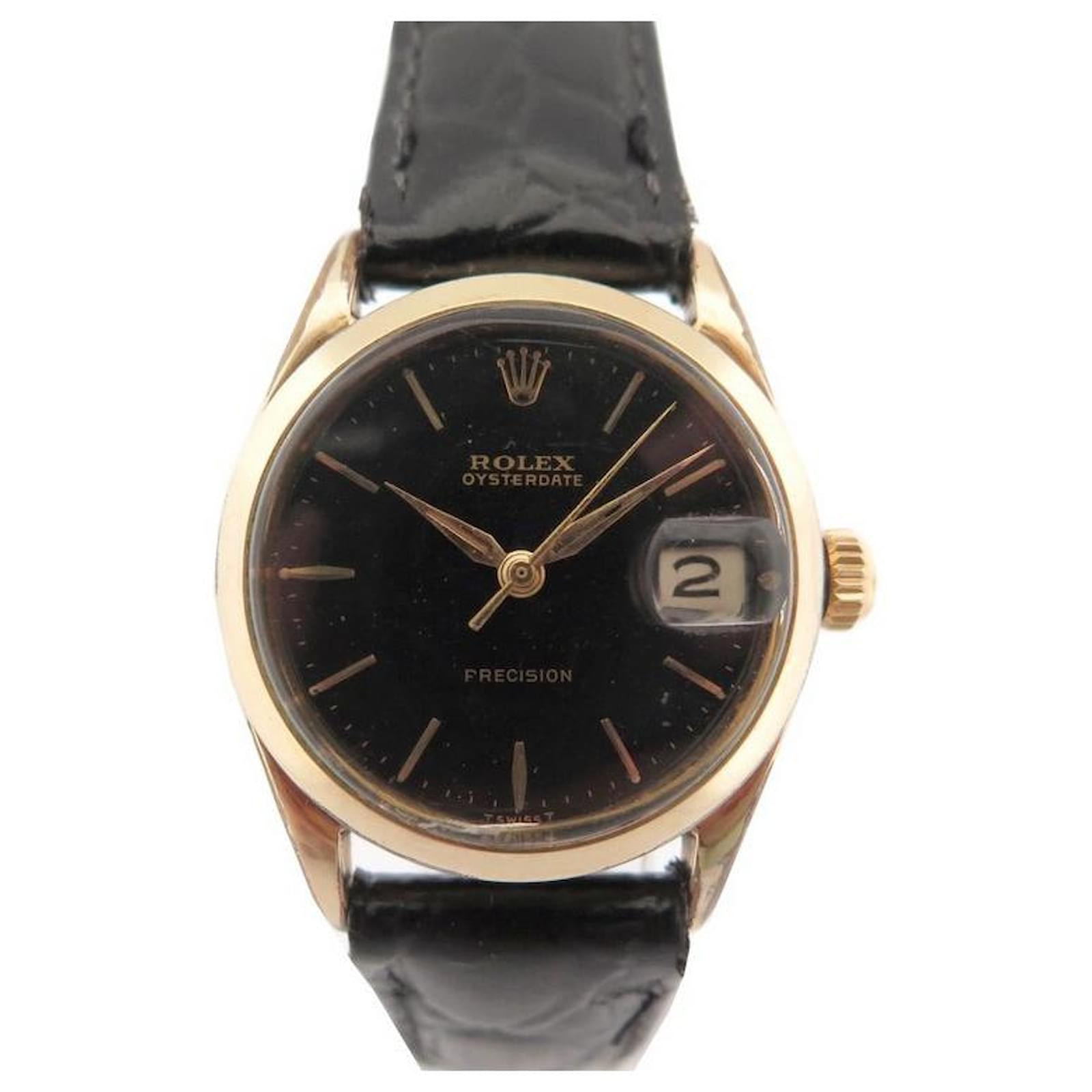 VINTAGE ROLEX OYSTERDATE PRECISION WATCH 29 MM MECHANICAL GOLD PLATED ...