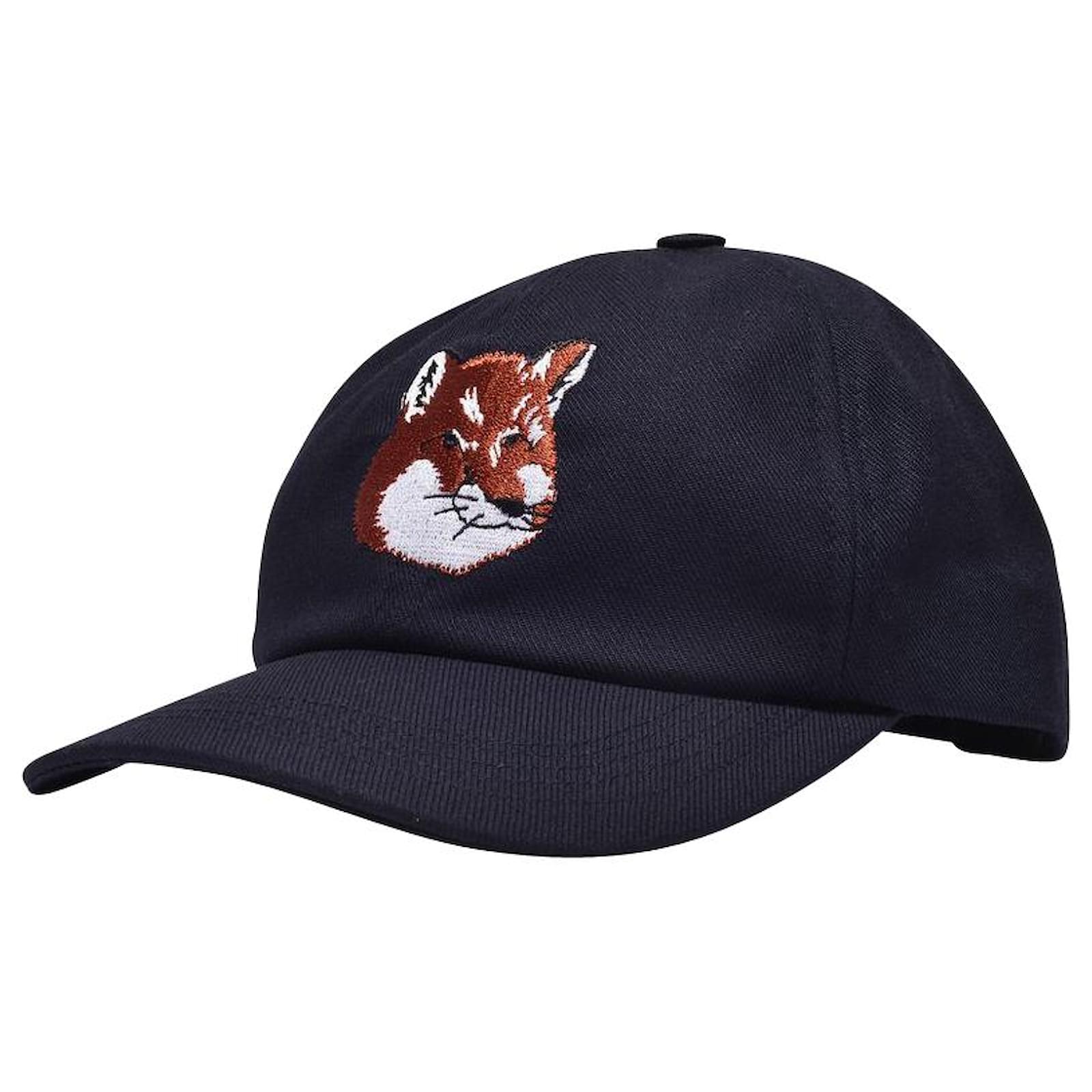 Autre Marque Large Fox Head Cap in Blue Cotton Cloth ref.578059 - Joli ...