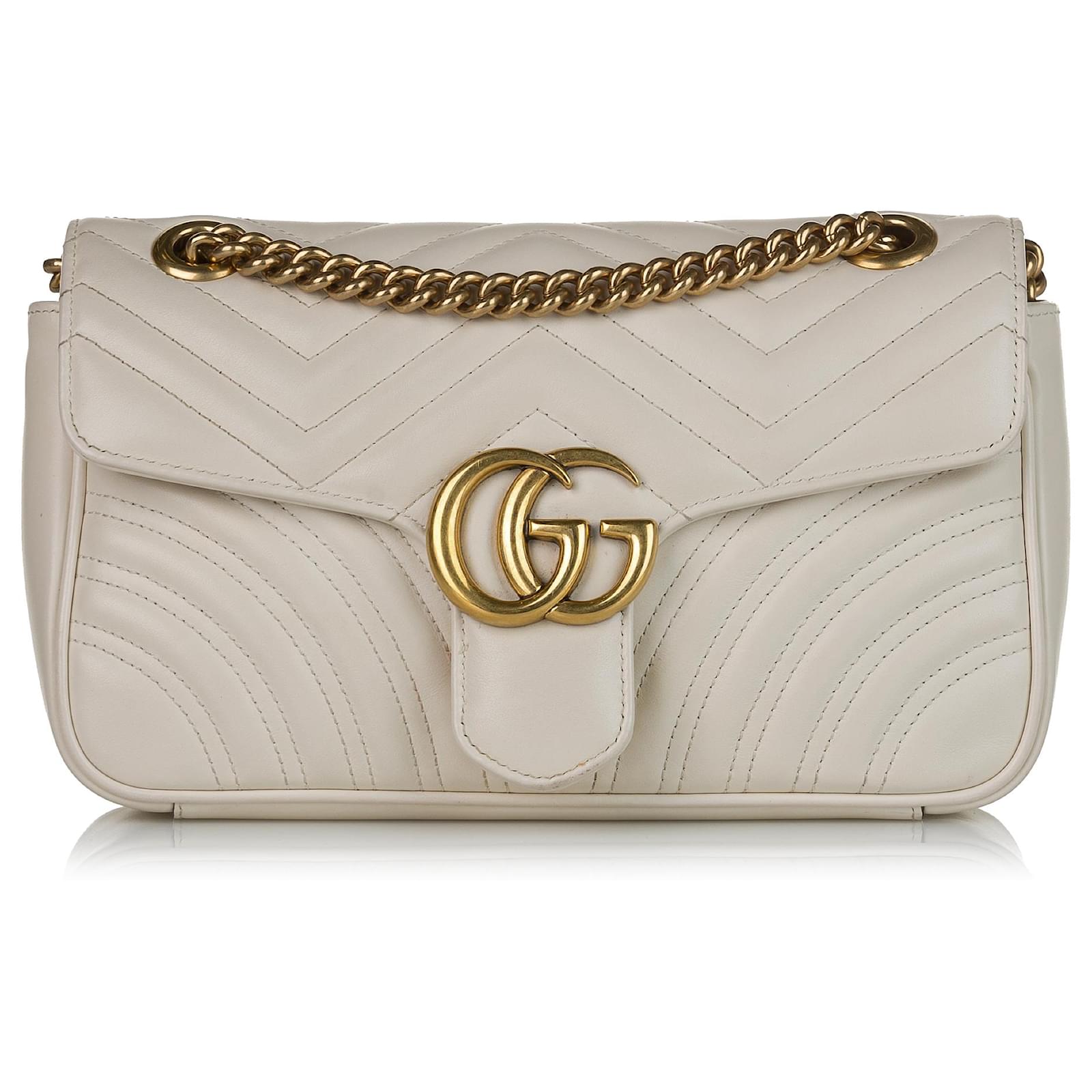 Borsa a tracolla in pelle Gucci GG Marmont Matelasse bianca Bianco ...