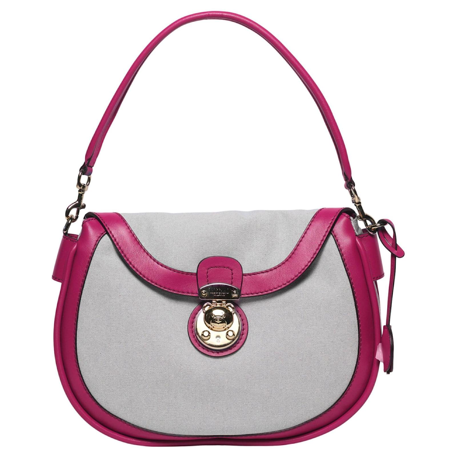 Moschino Teddy Lock Canvas Hobo Bag Pink ref.578345 - Joli Closet
