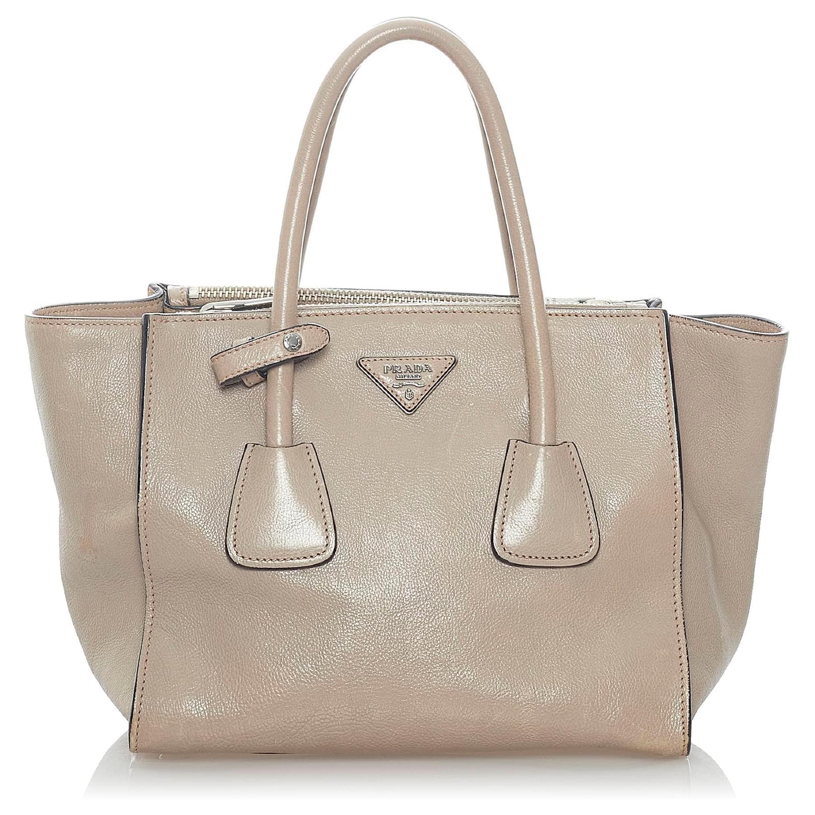 Prada Gray Twin Pocket Leather Satchel Grey Pony-style calfskin ref ...