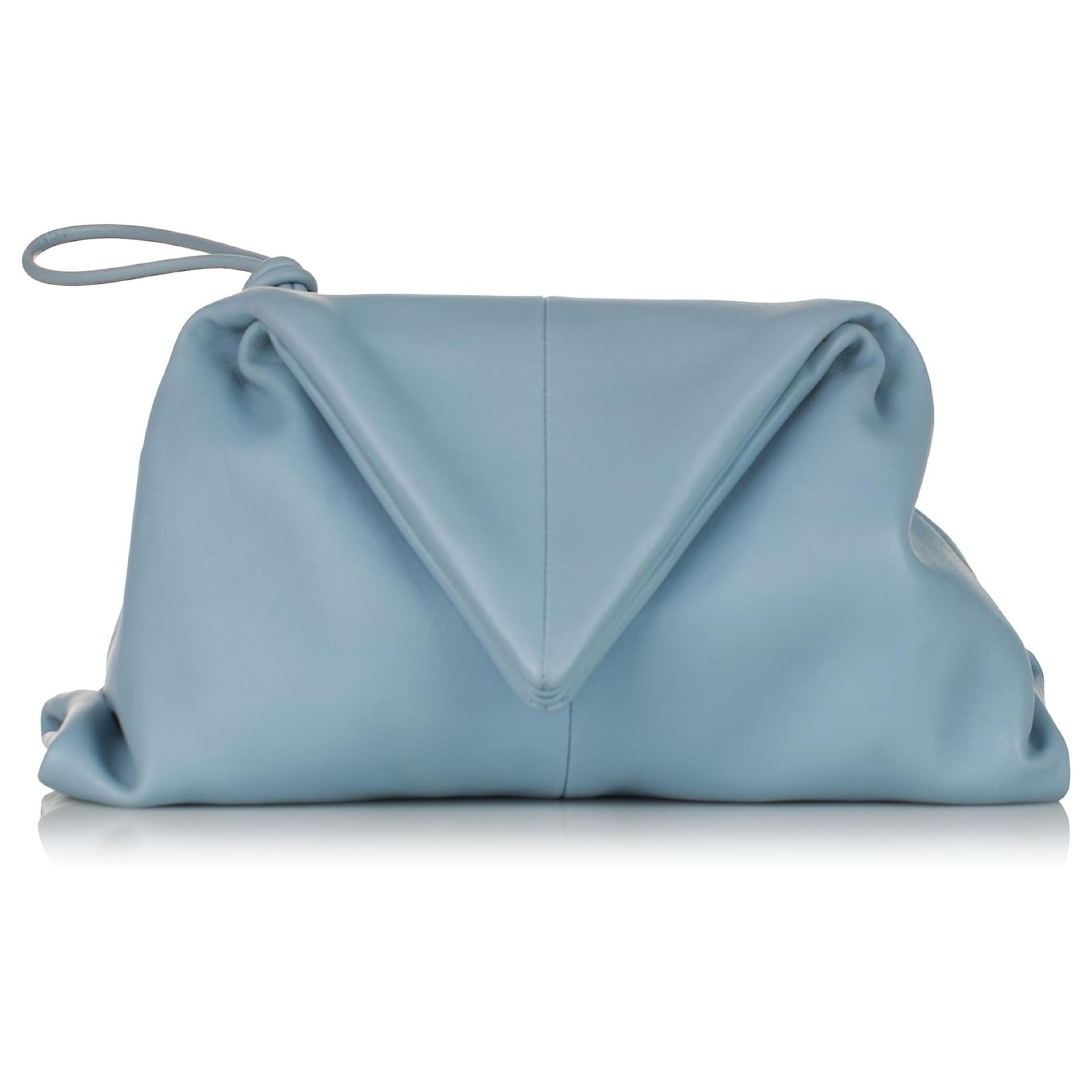 Bottega Veneta Blue BV Trine Angular Leather Clutch Bag Pony-style ...
