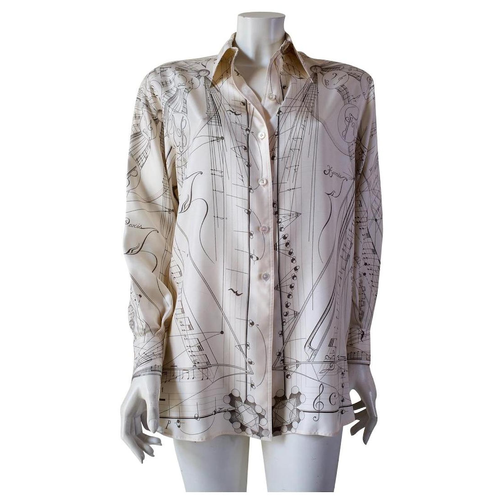 HERMÈS silk shirt Beige ref.580515 - Joli Closet