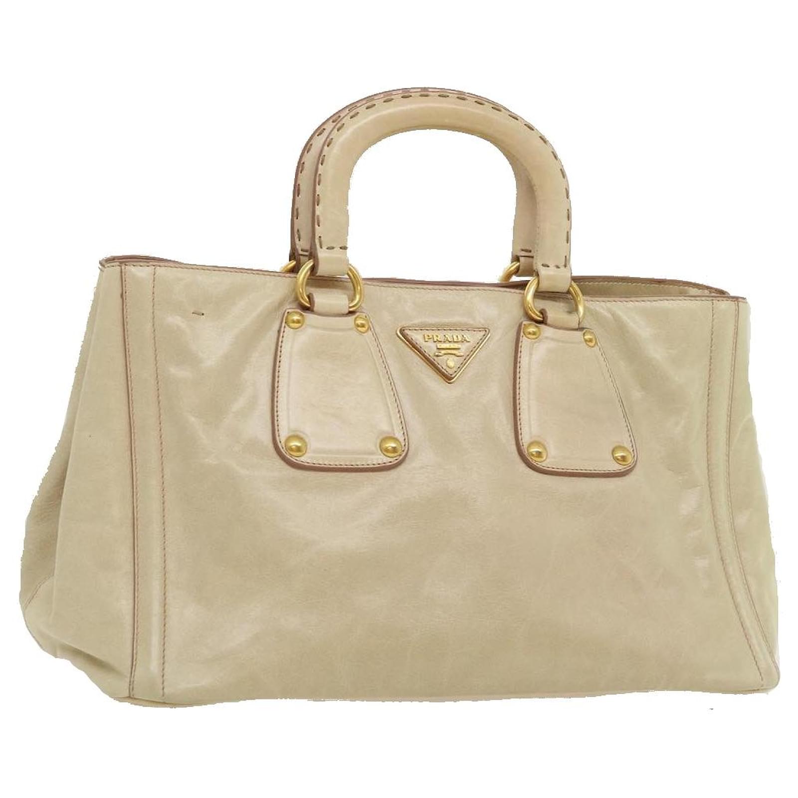 PRADA Hand Bag Leather Beige Auth ar7000 ref.583361 - Joli Closet