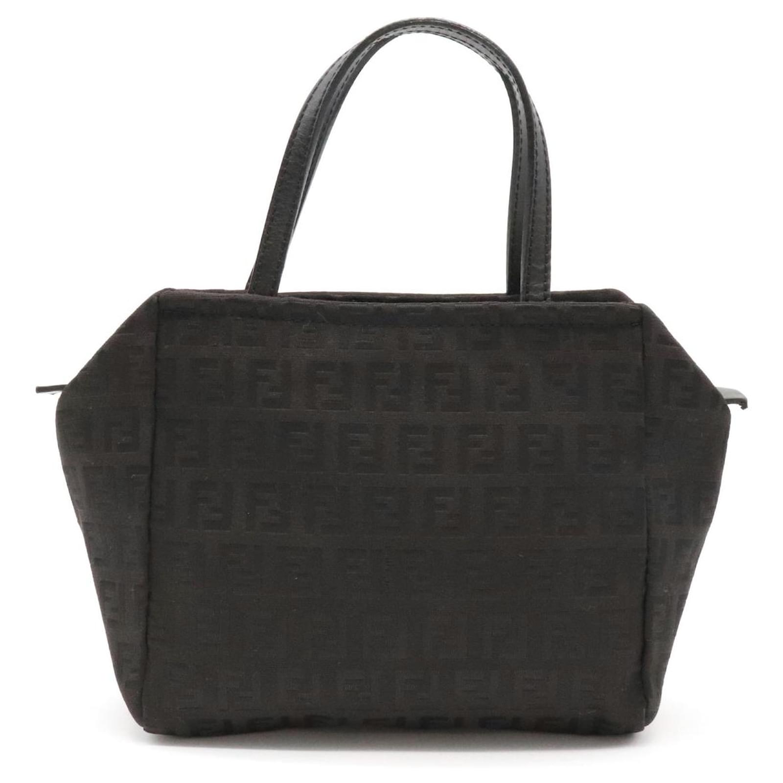 [Occasion] FENDI FENDI Zucchino motif sac à main mini sac toile cuir ...