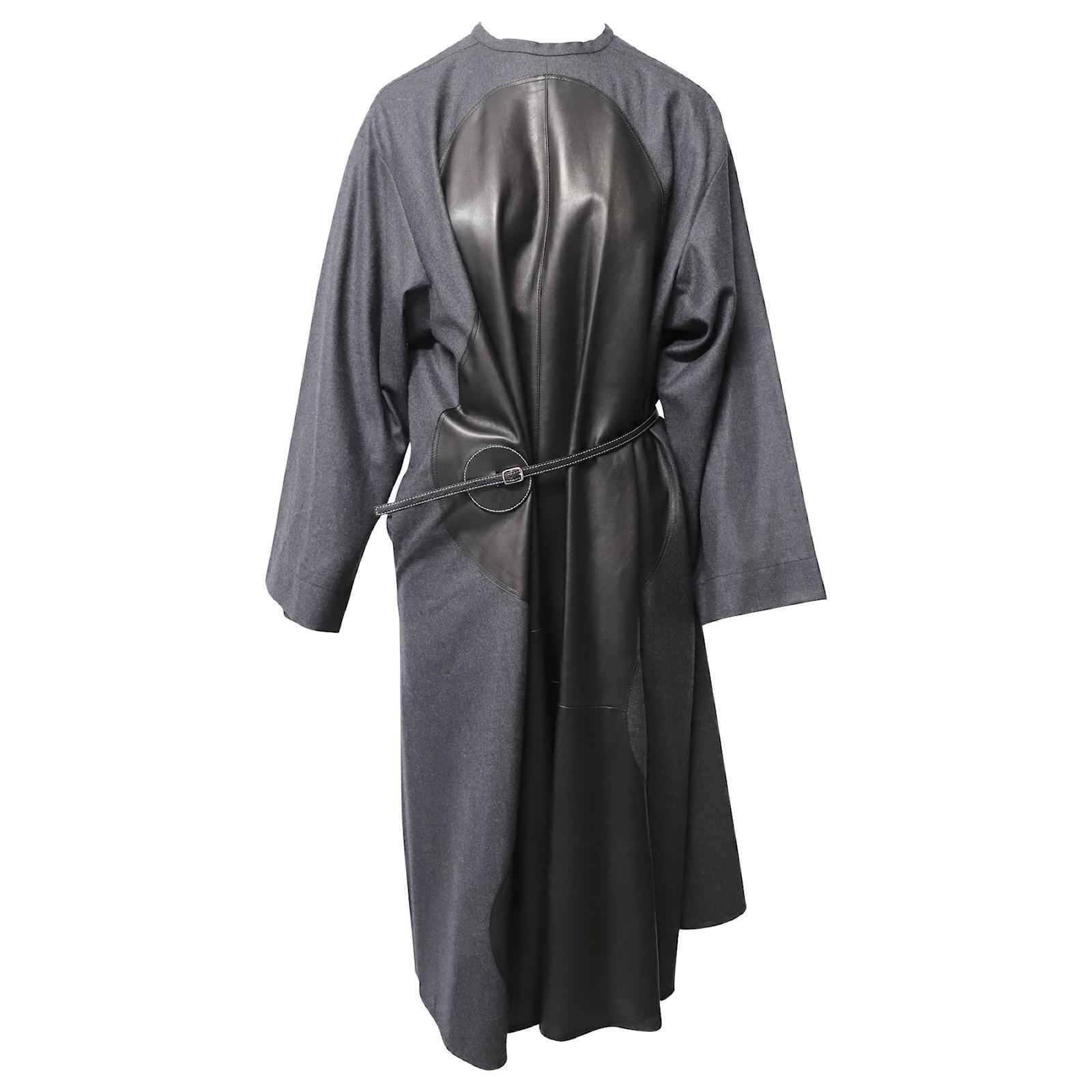 Celine Celine Sack Dress with Leather Detail in Black Wool ref.585043 Joli Closet