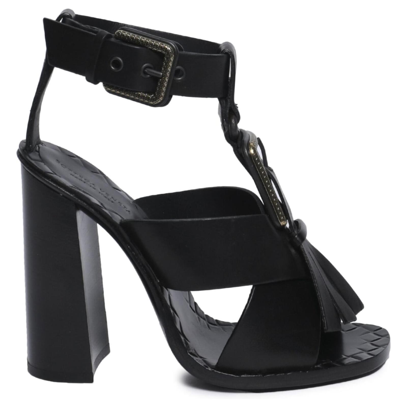 Bottega Veneta Block Heels Black Leather ref.586089 - Joli Closet