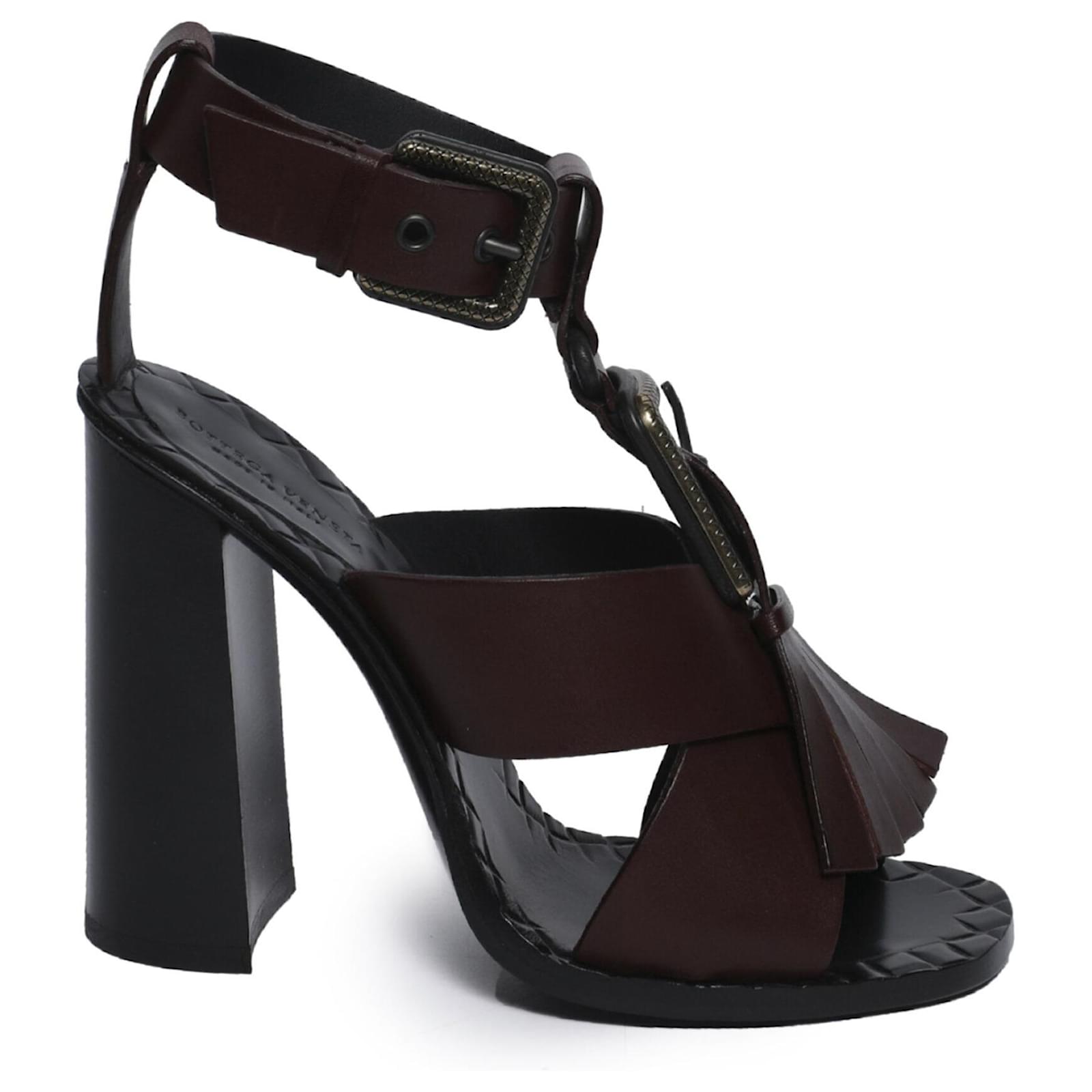 Talons blocs Bottega Veneta Cuir Rouge ref.586224 - Joli Closet