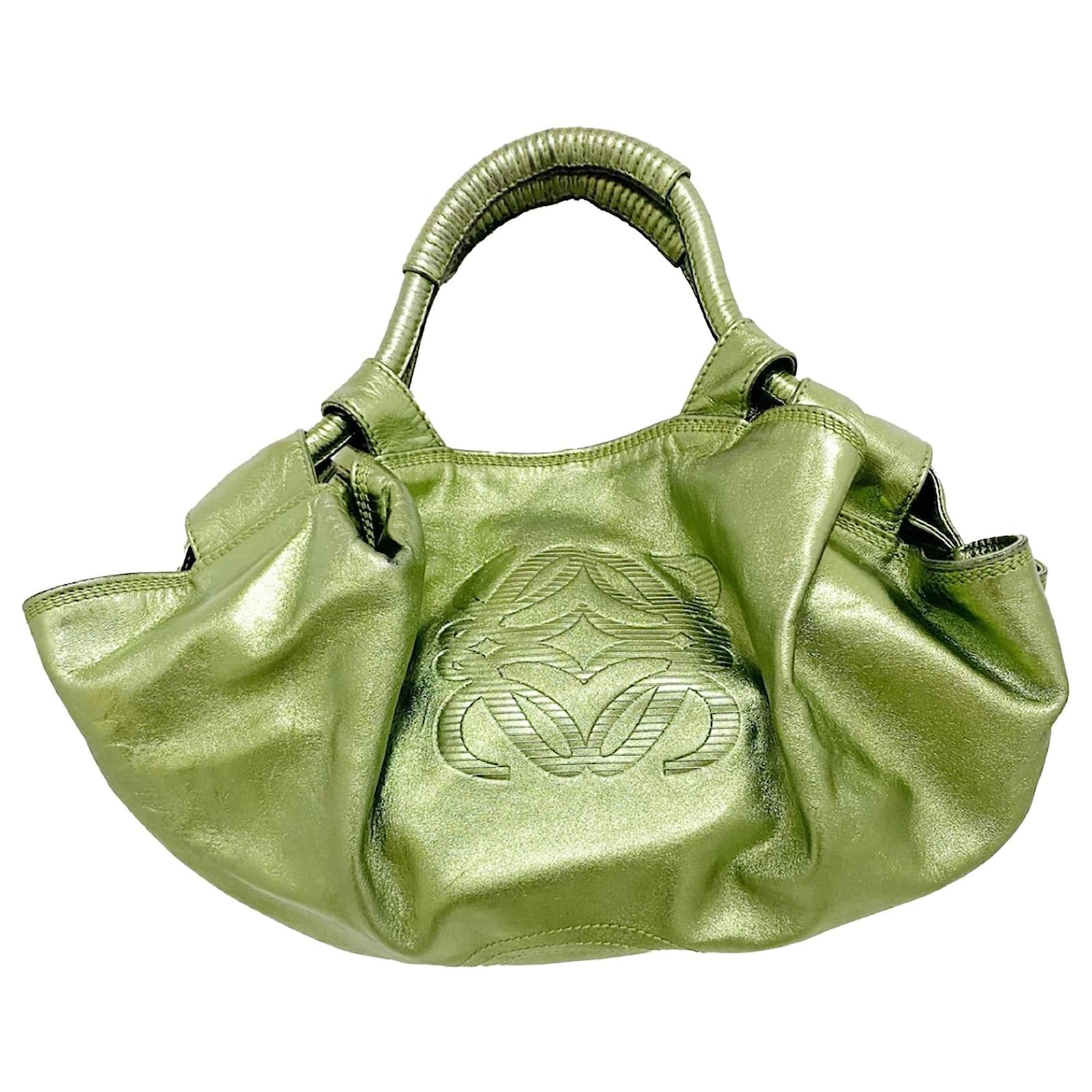 Sac à main Loewe en cuir nappa vert Veau façon poulain ref.586746 ...