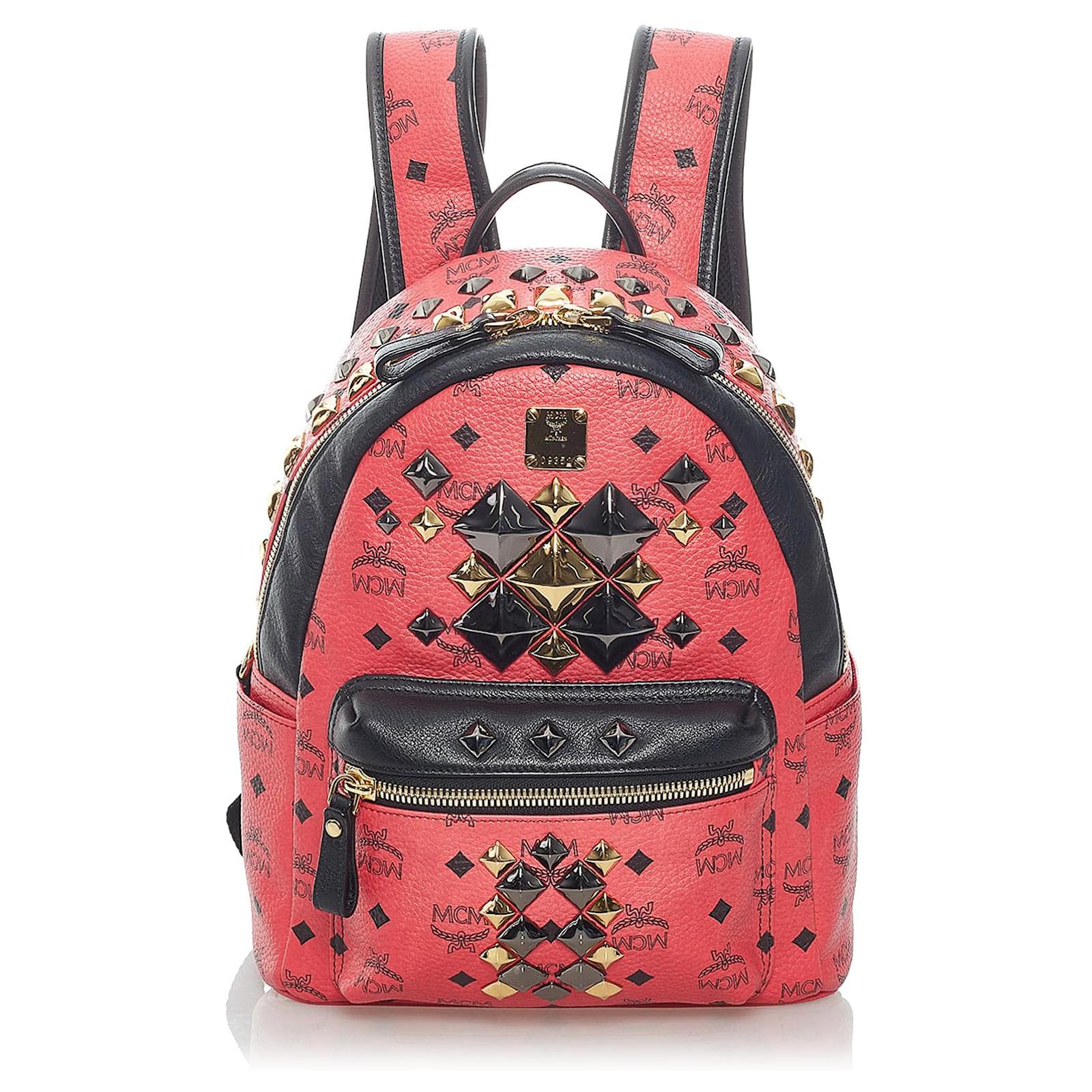 MCM Pink Visetos Stark Studded Leather Backpack Multiple colors Pony ...