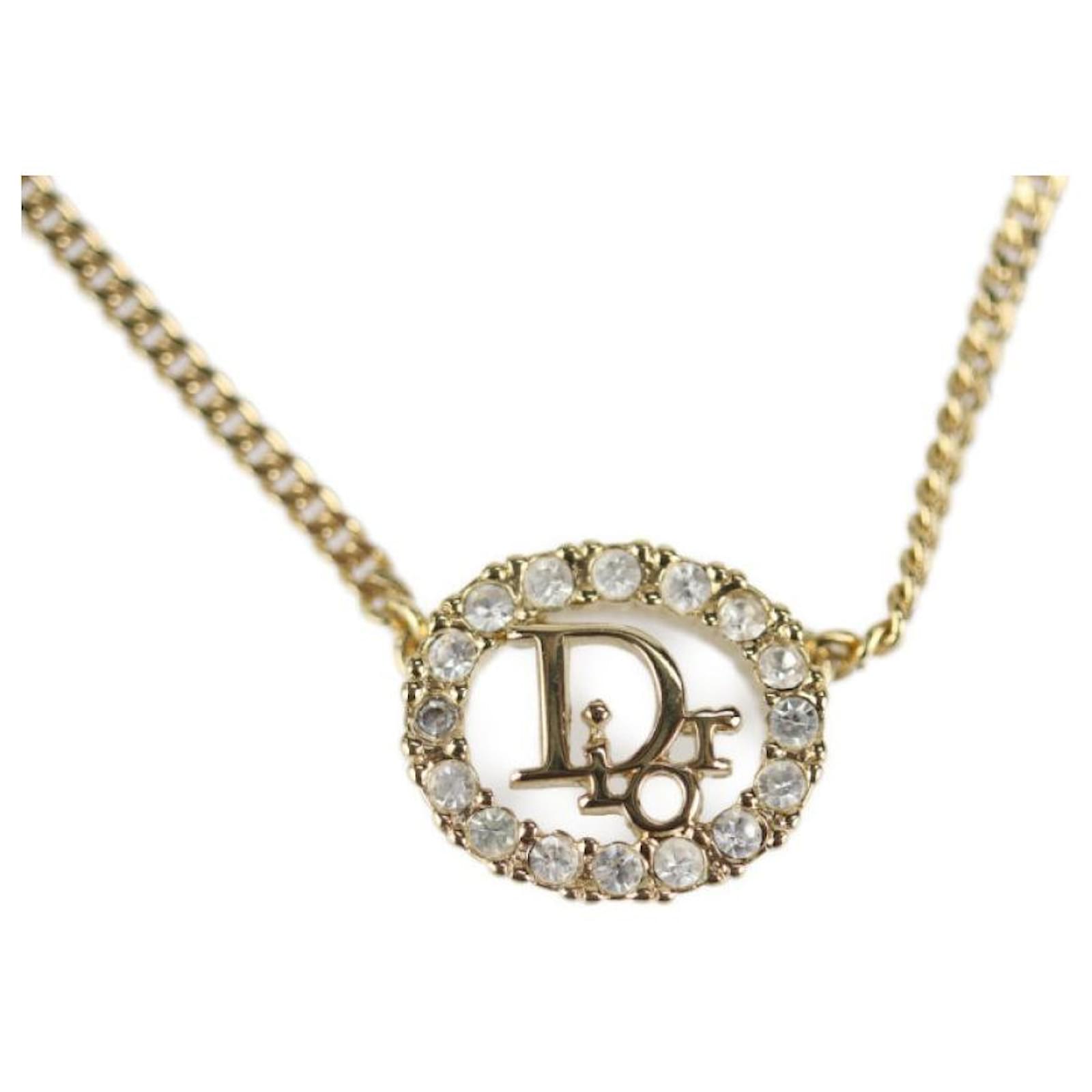 [Occasion] Christian Dior Christian Dior collier métal strass logo doré ...