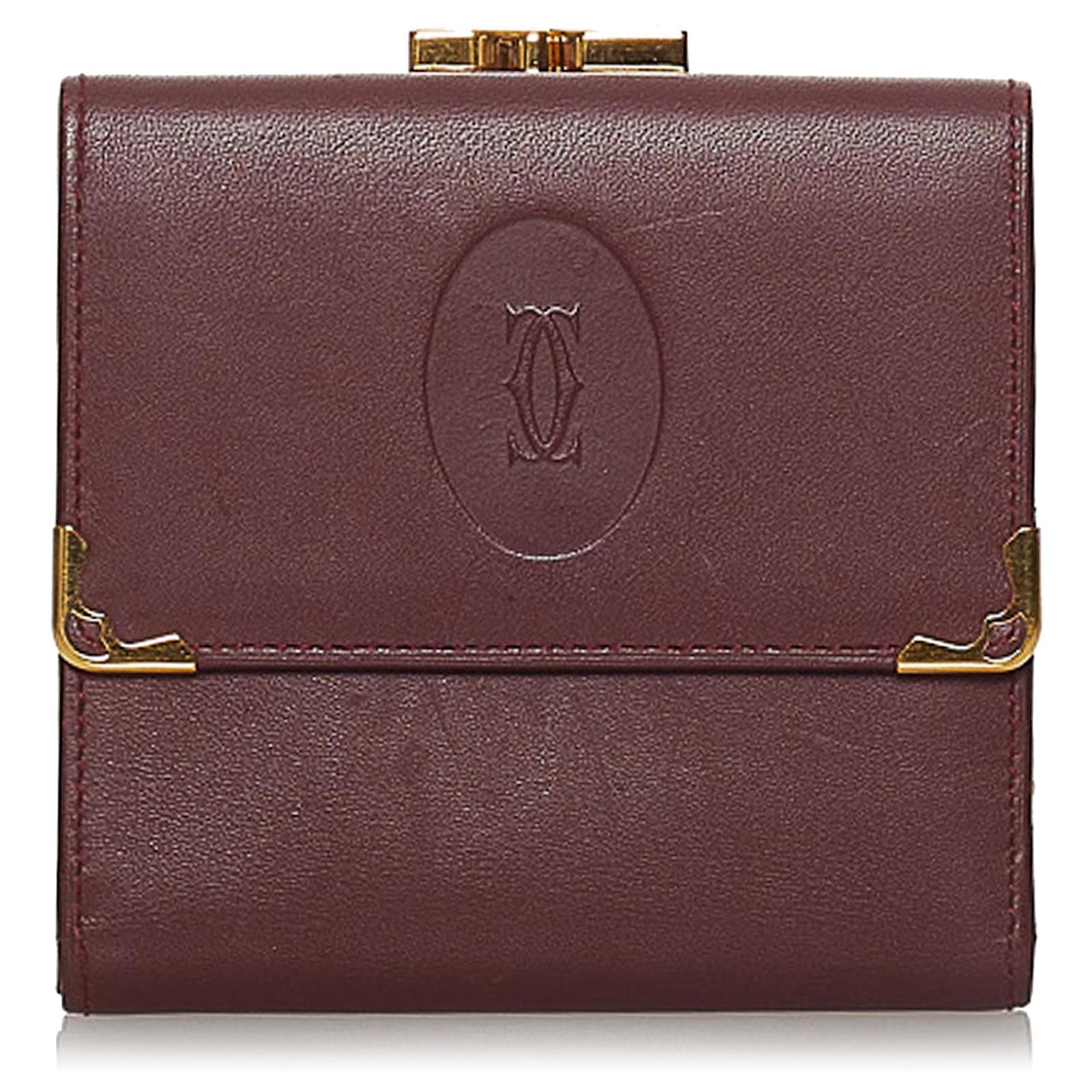 Cartier Red Must de Cartier Leather Small Wallet Dark red Pony-style ...