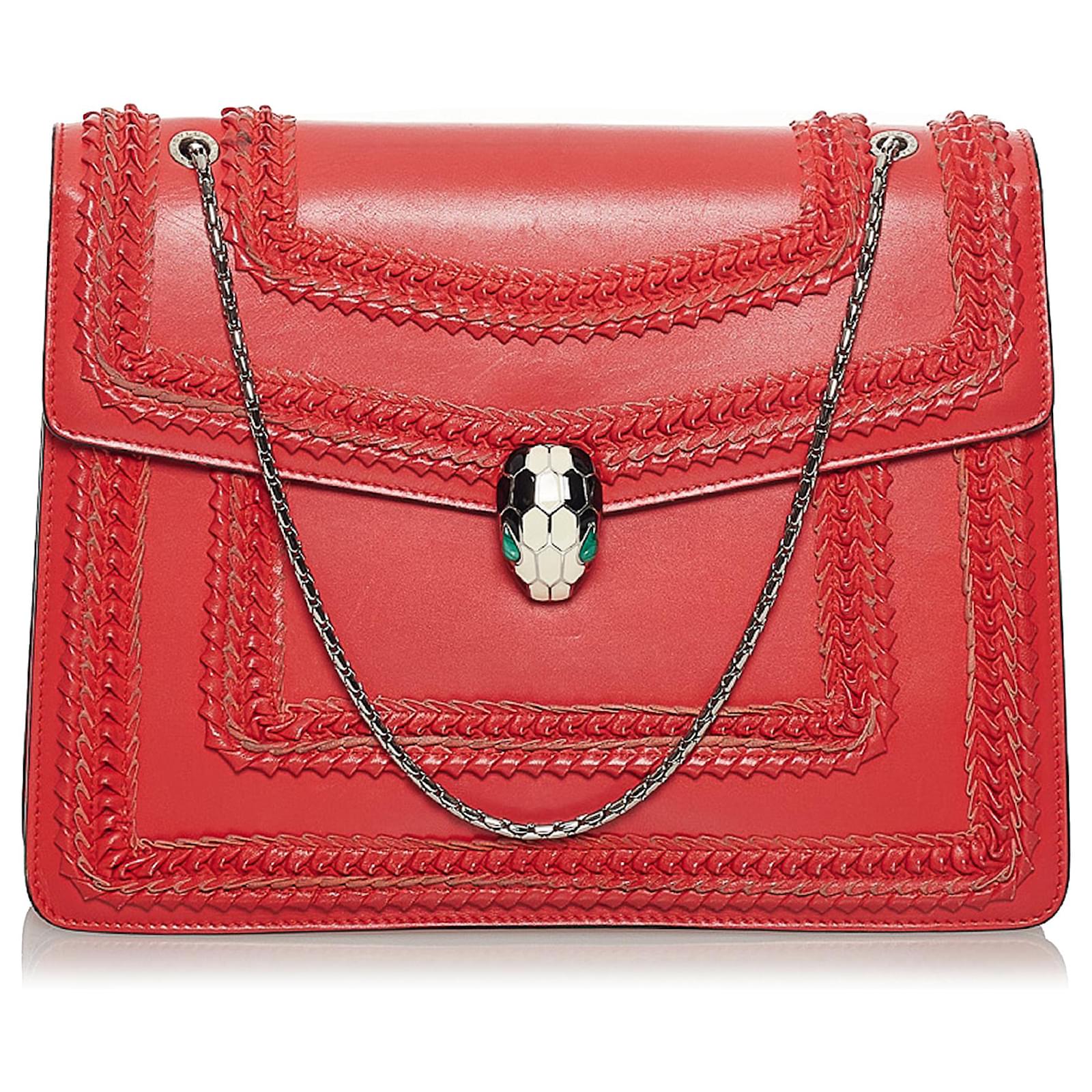 Bulgari Bvlgari Red Serpenti Forever bolso de hombro de cuero Roja ...