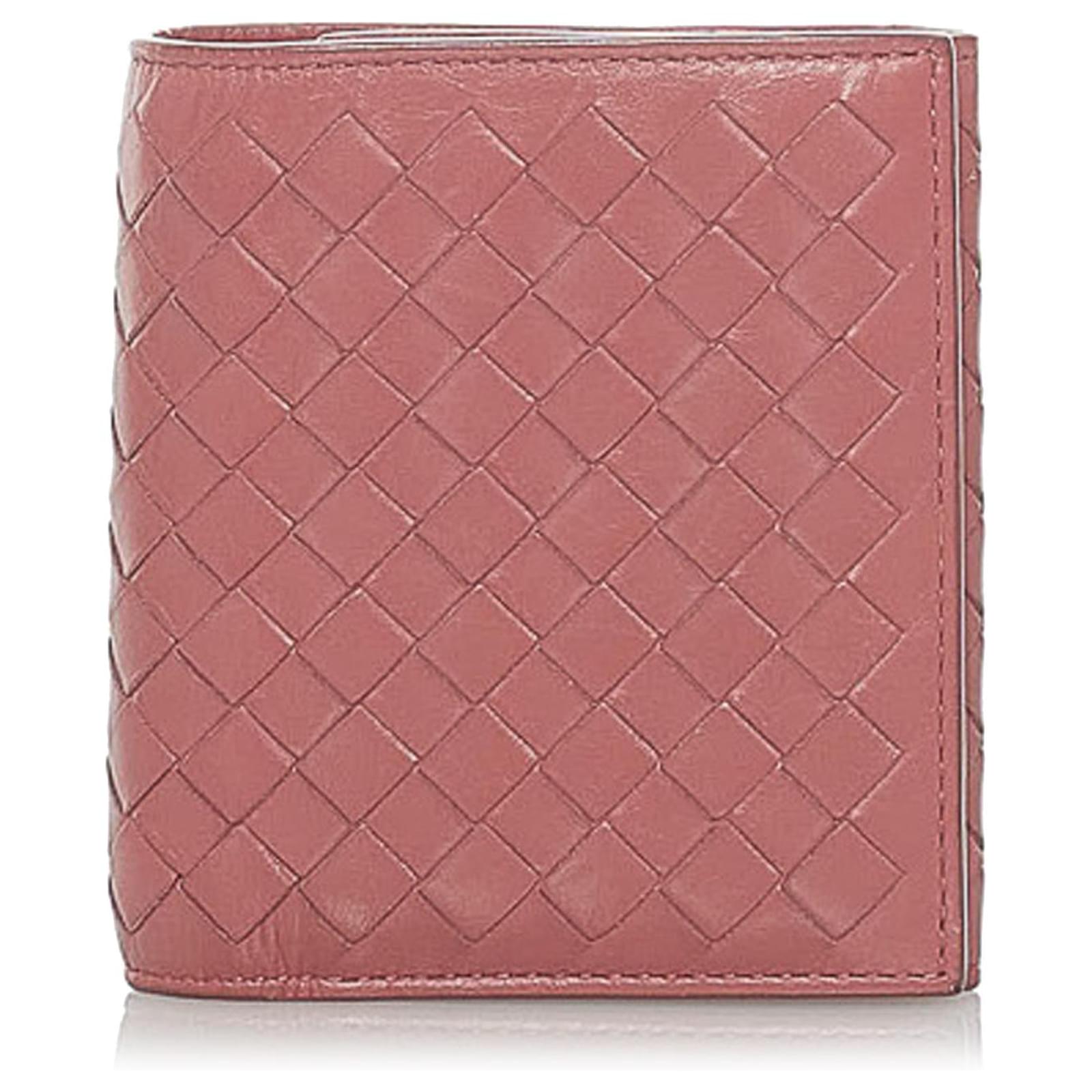 Bottega Veneta Pink Intrecciato Leather Trifold Wallet Pony-style ...
