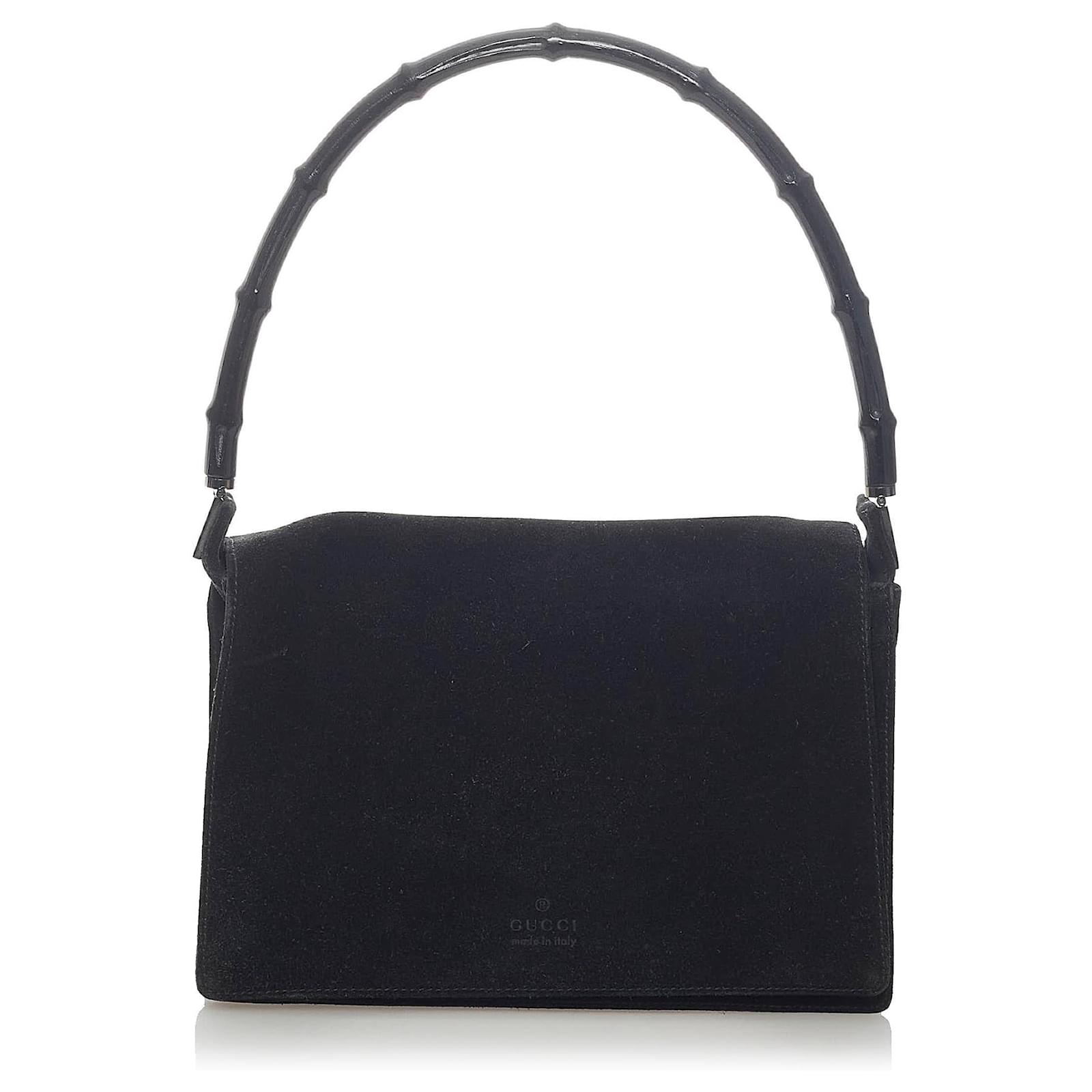 Gucci Black Bamboo Suede Handbag Leather ref.590181 - Joli Closet