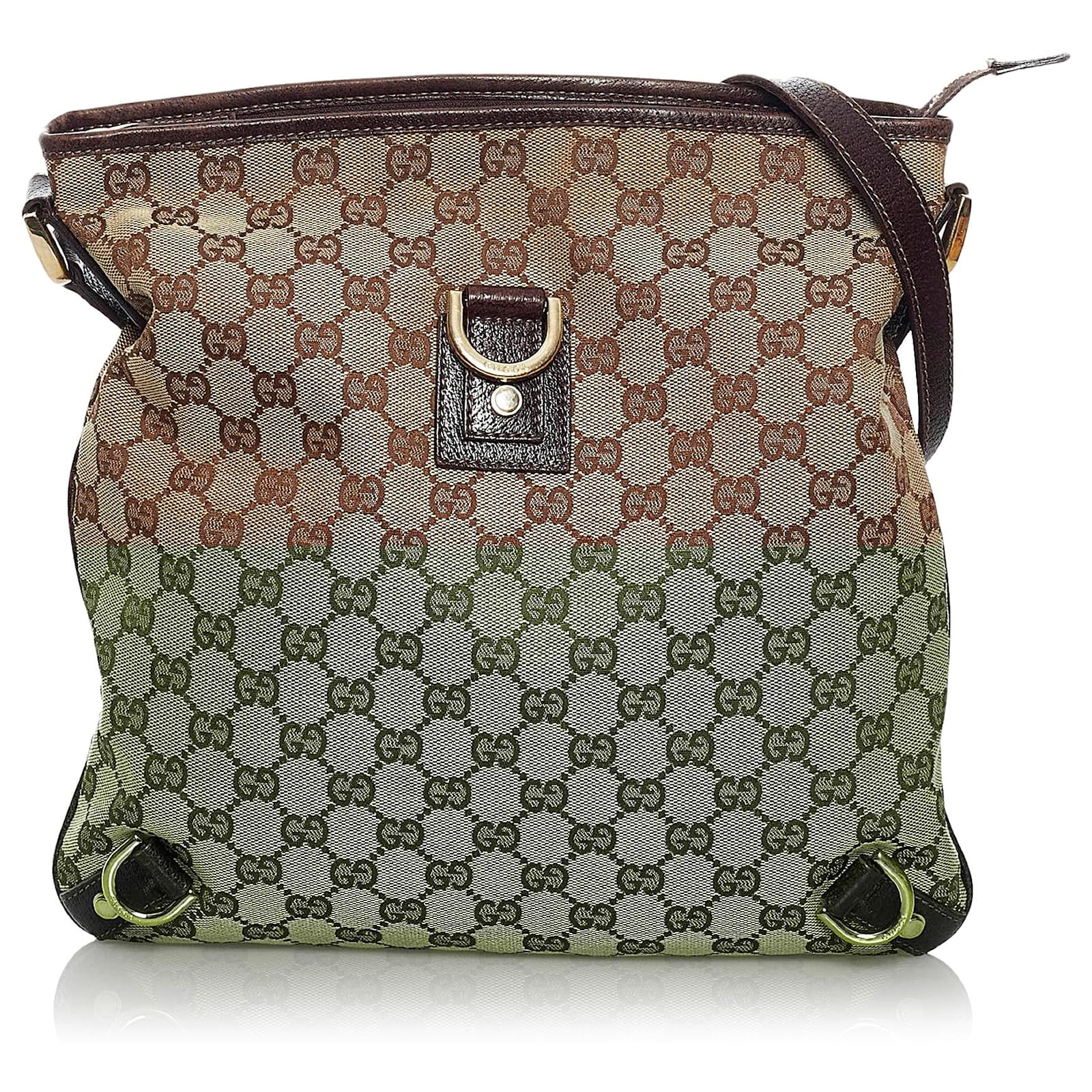 Gucci Brown GG Canvas Abbey D-Ring Crossbody Bag Beige Dark brown ...
