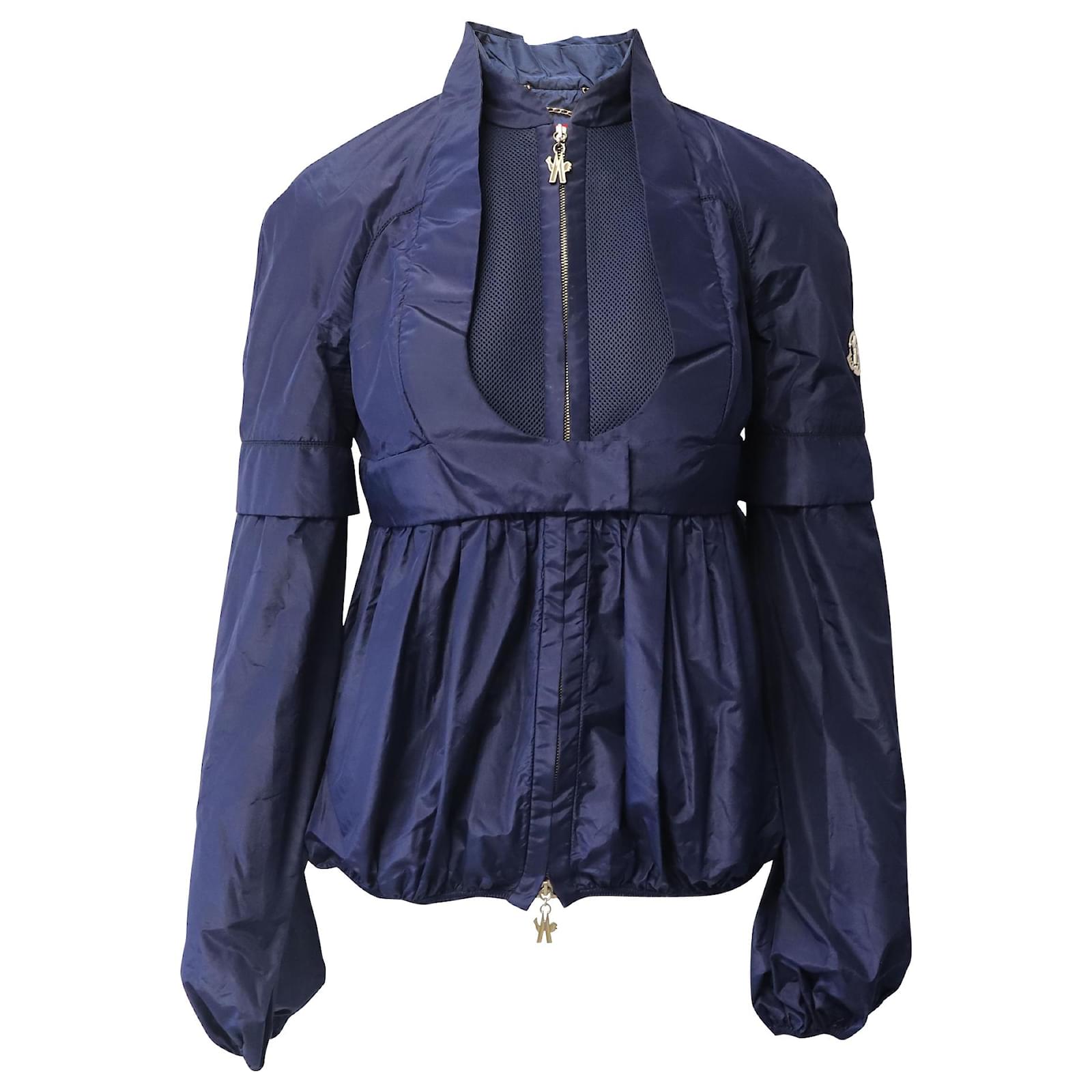 Moncler Long Sleeve Zip Up Jacket in Blue Silk ref.590604 - Joli Closet