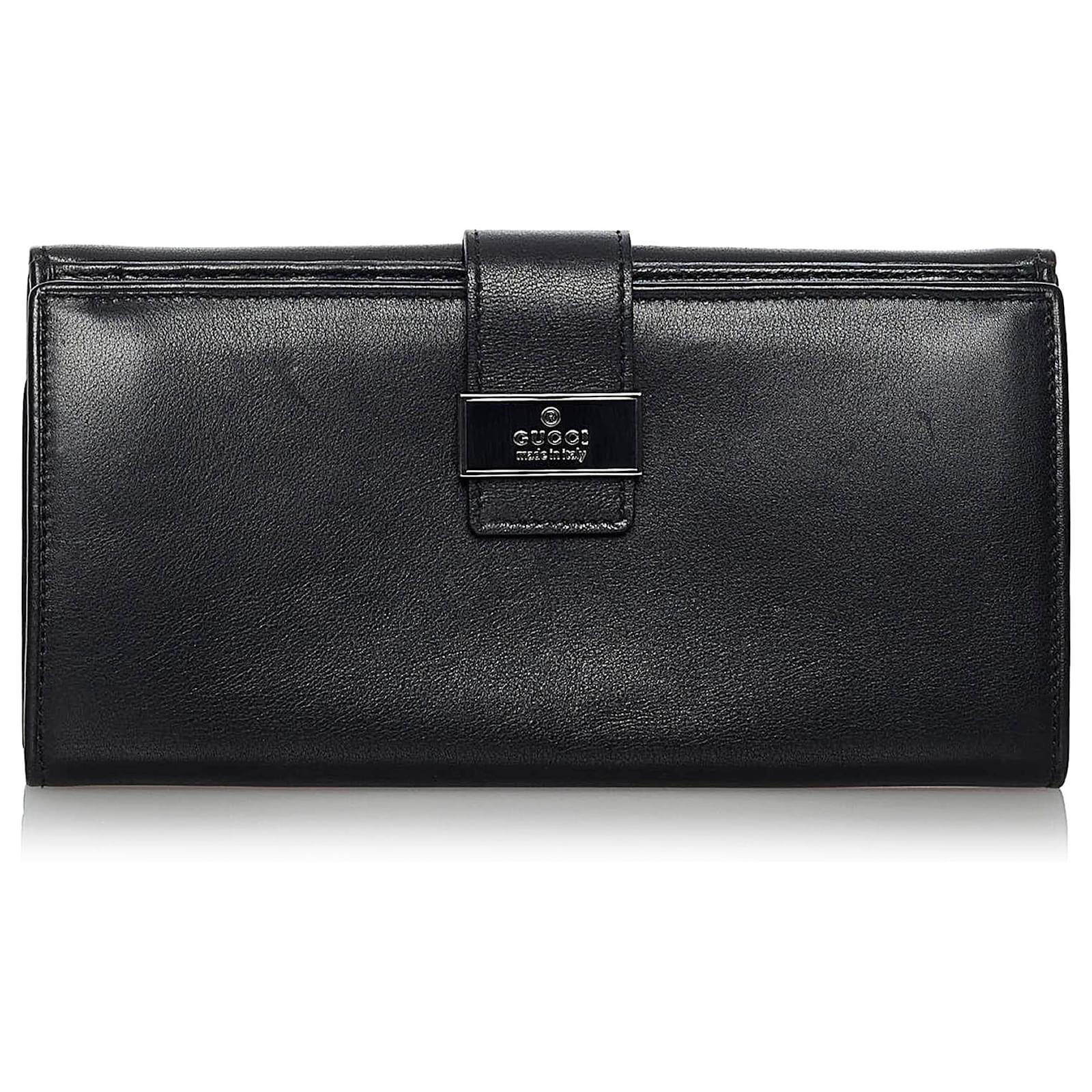 Gucci Black Leather Long Wallet Pony-style calfskin ref.591065 - Joli ...
