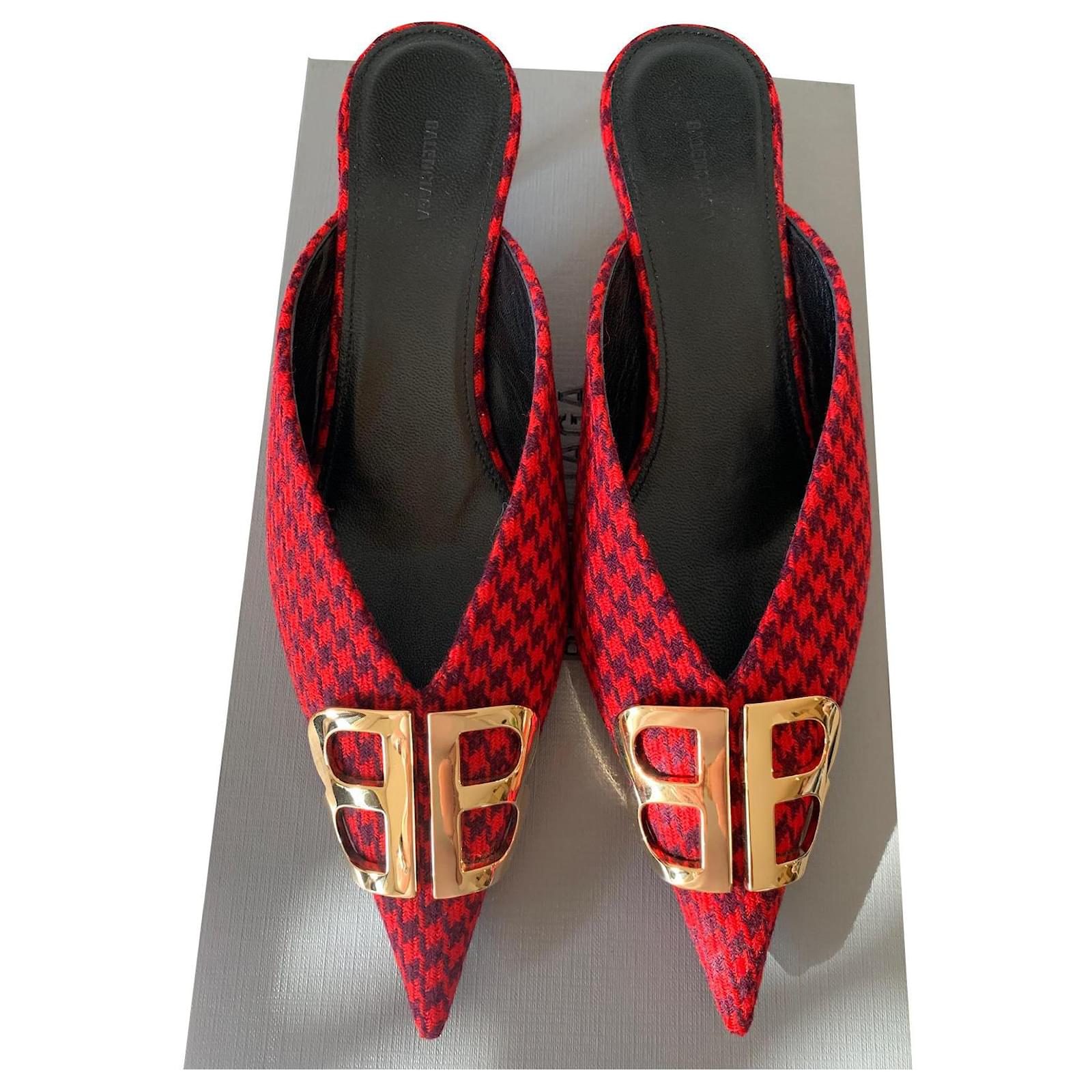 Balenciaga BB Sabot Red Tweed ref.591307 - Joli Closet