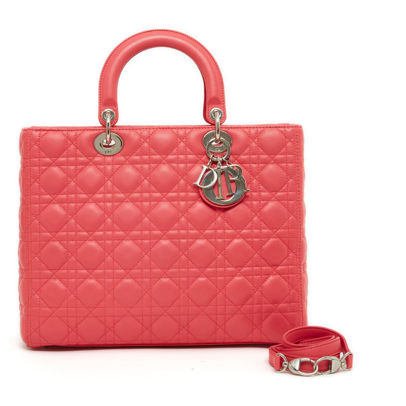 LADY DIOR GROSSE ROSA FLAMINGO Pink Leder ref.591664 - Joli Closet
