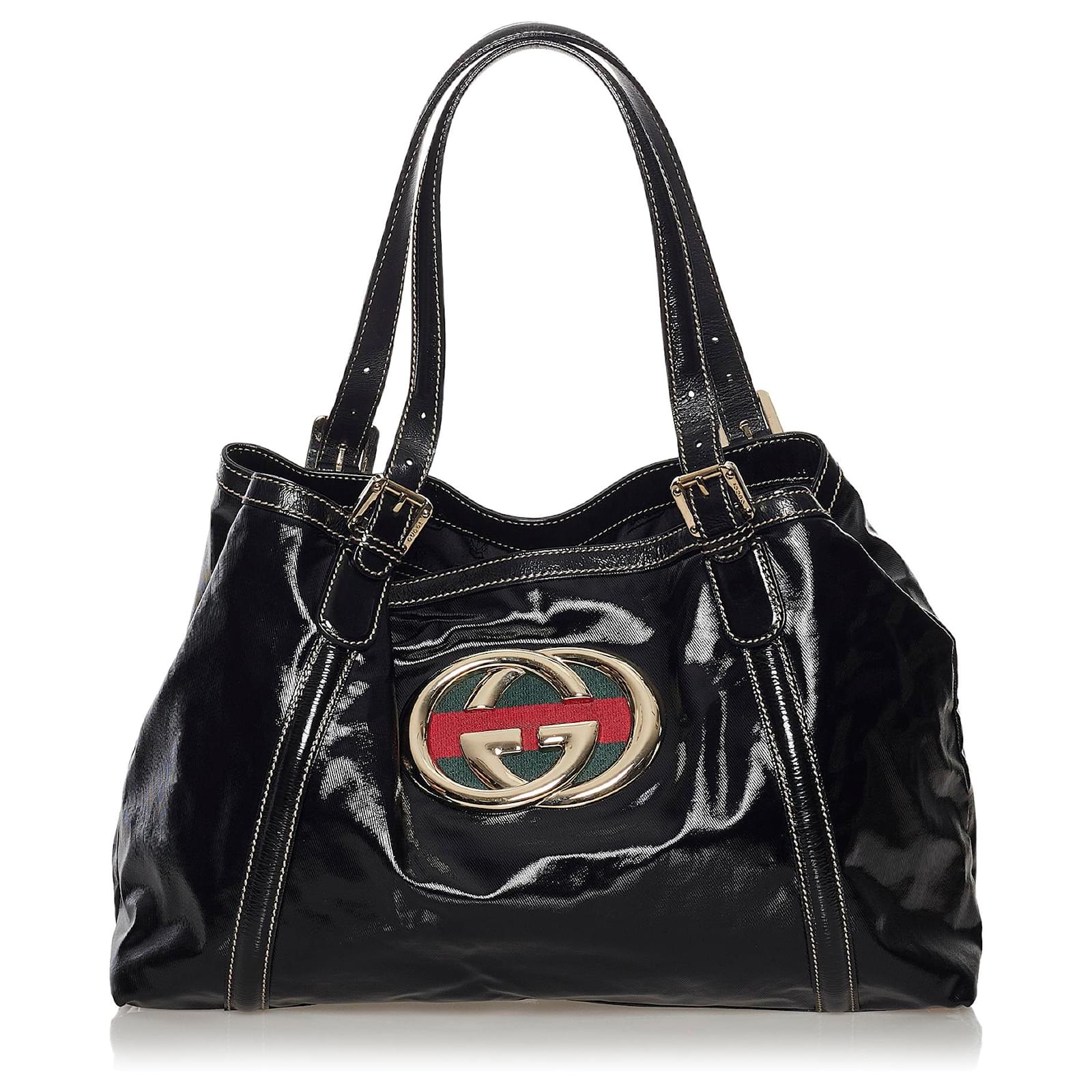 Sac cabas en cuir verni noir Dialux Britt de Gucci Cuir vernis ...
