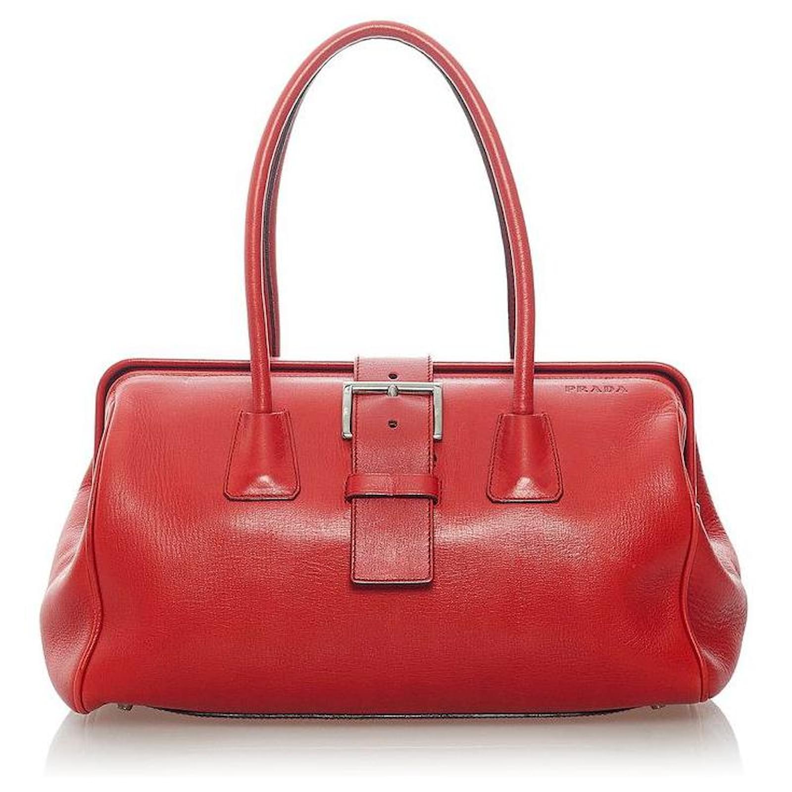 Prada Leather Handbag Red Pony-style calfskin ref.593976 - Joli Closet