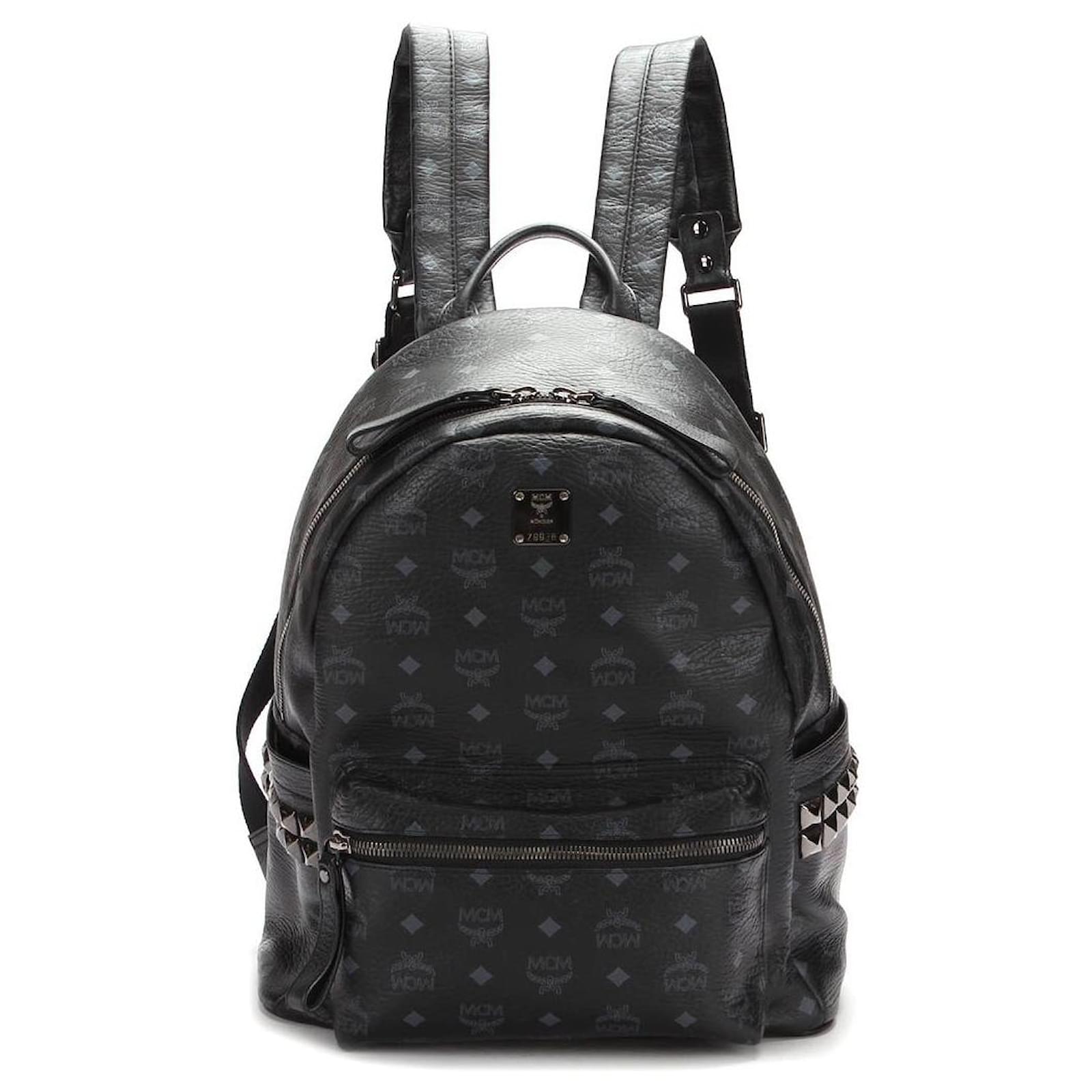 MCM Visetos Stark Rucksack Schwarz Leder ref.595154 - Joli Closet