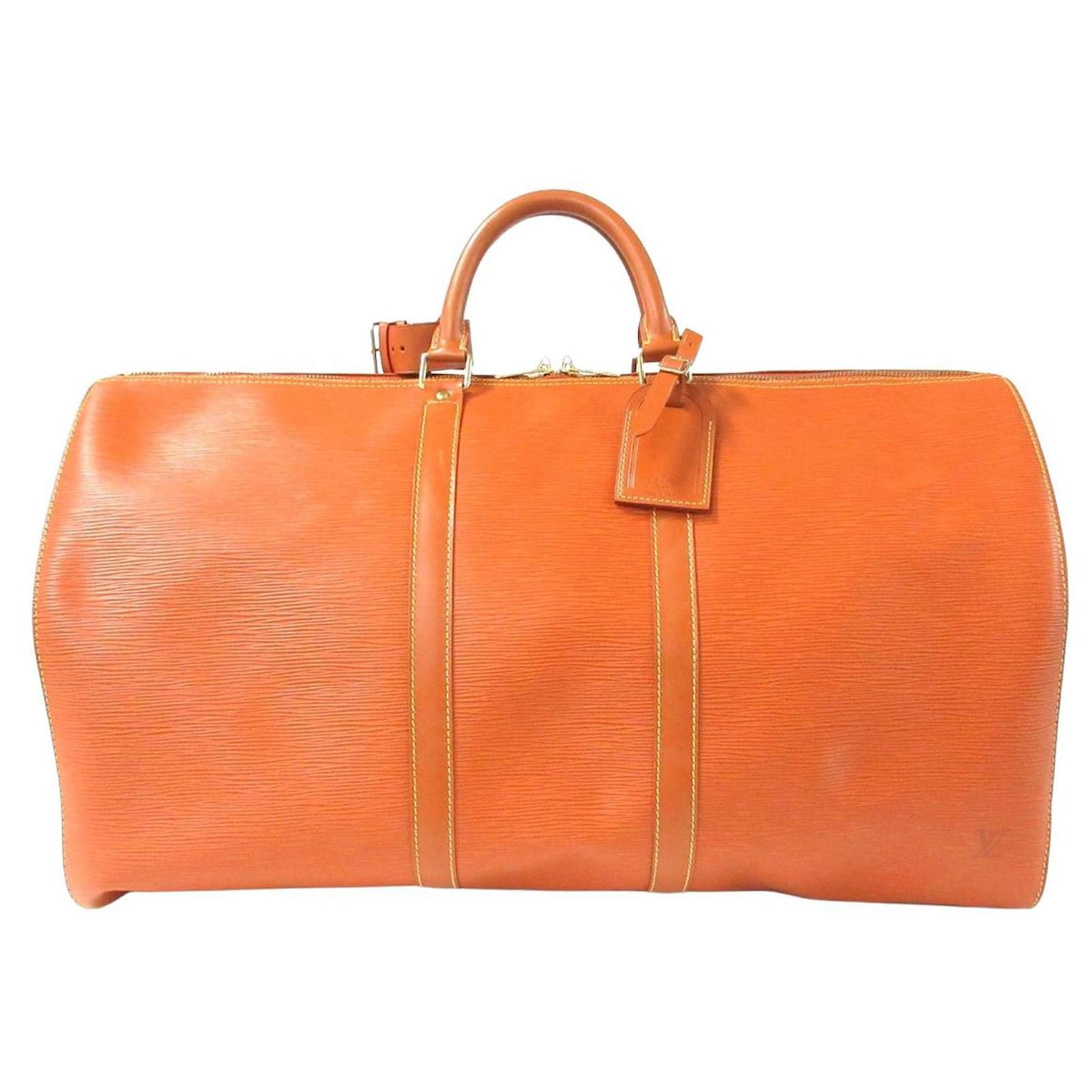 Louis Vuitton Keepall 55 Cuir Orange ref.595216 - Joli Closet