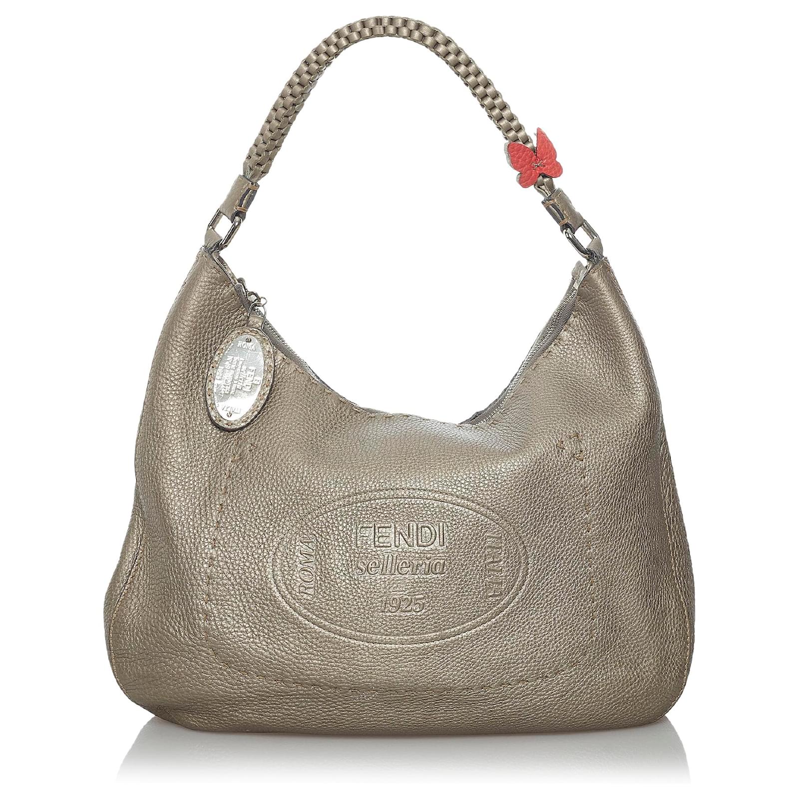 Fendi Gray Selleria Leather Hobo Bag Grey Pony-style calfskin ref ...