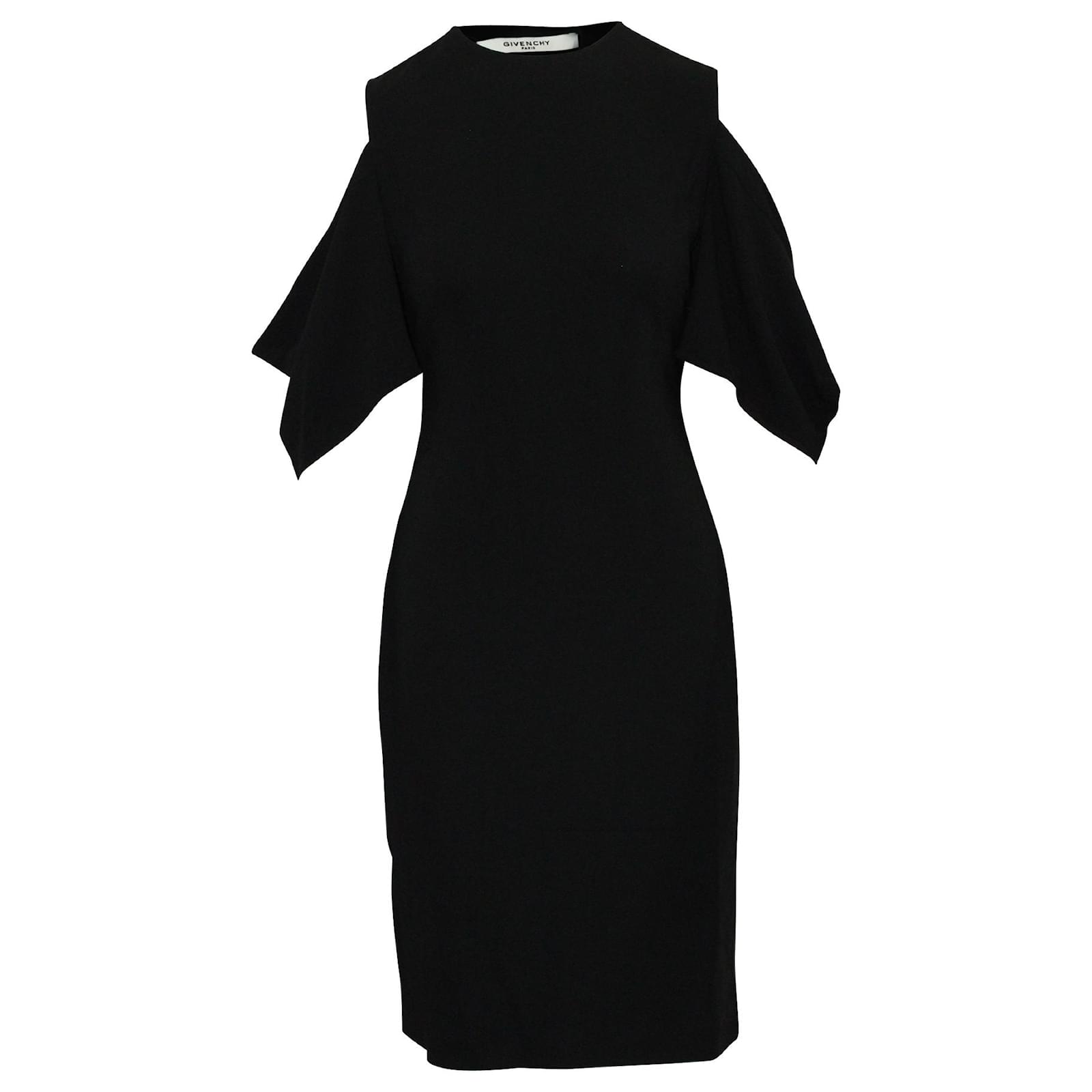 Givenchy Robe en Cady Stretch à Epaules Dénudées en Viscose Noire Fibre ...