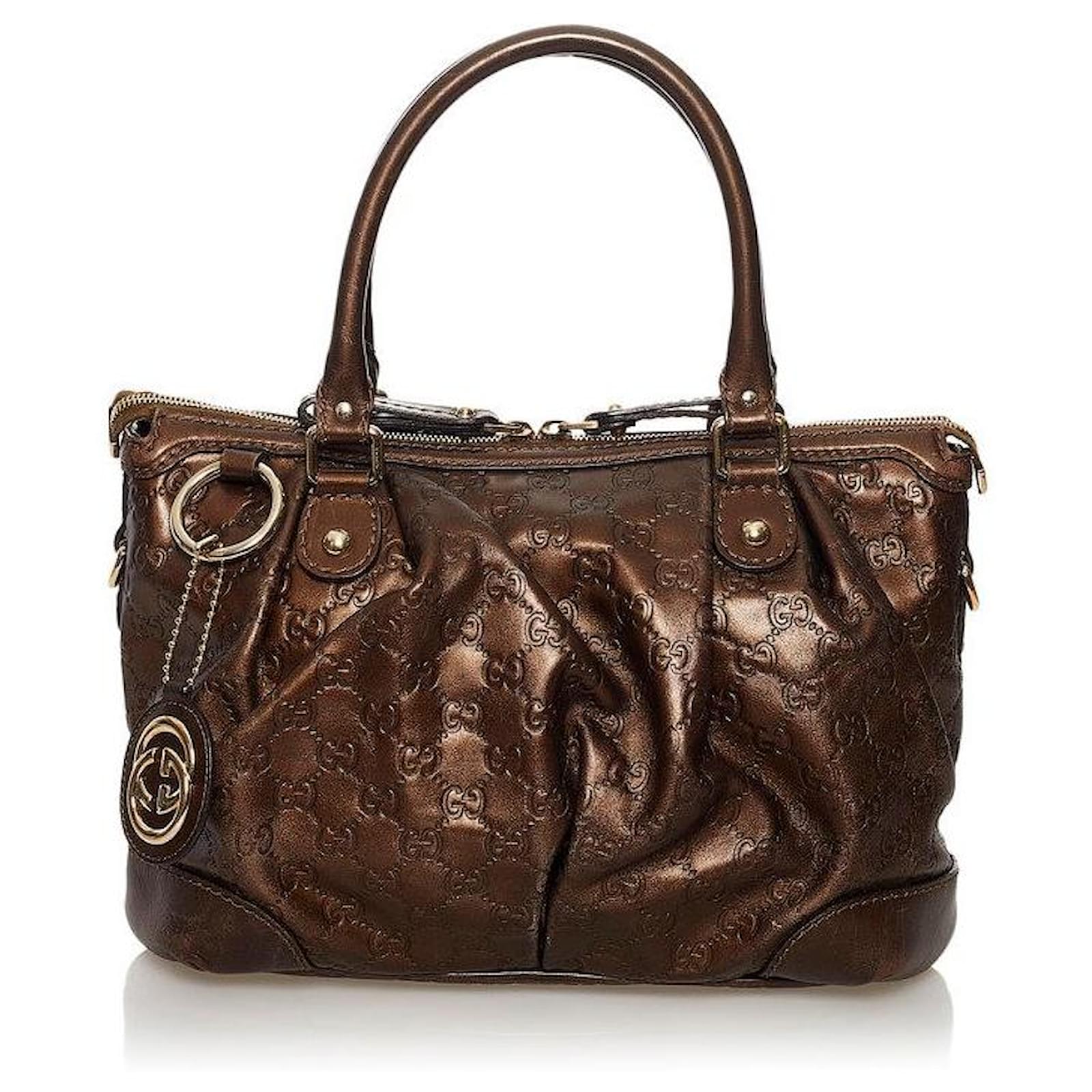 Gucci GG Signature Sukey Handbag Brown Leather ref.597119 - Joli Closet