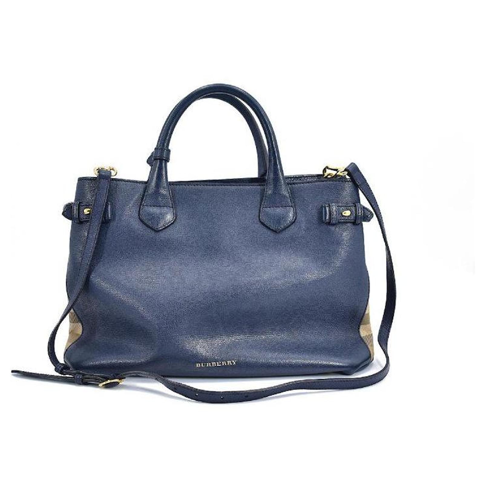 Burberry The Banner Handbag Blue Leather ref.597198 - Joli Closet