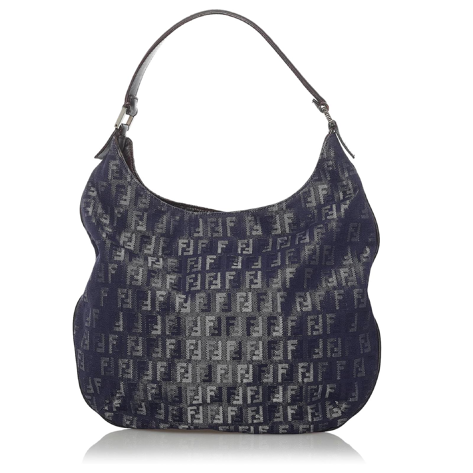 Fendi Blue Zucchino Denim Hobo Bag Navy blue Light blue Leather Pony ...