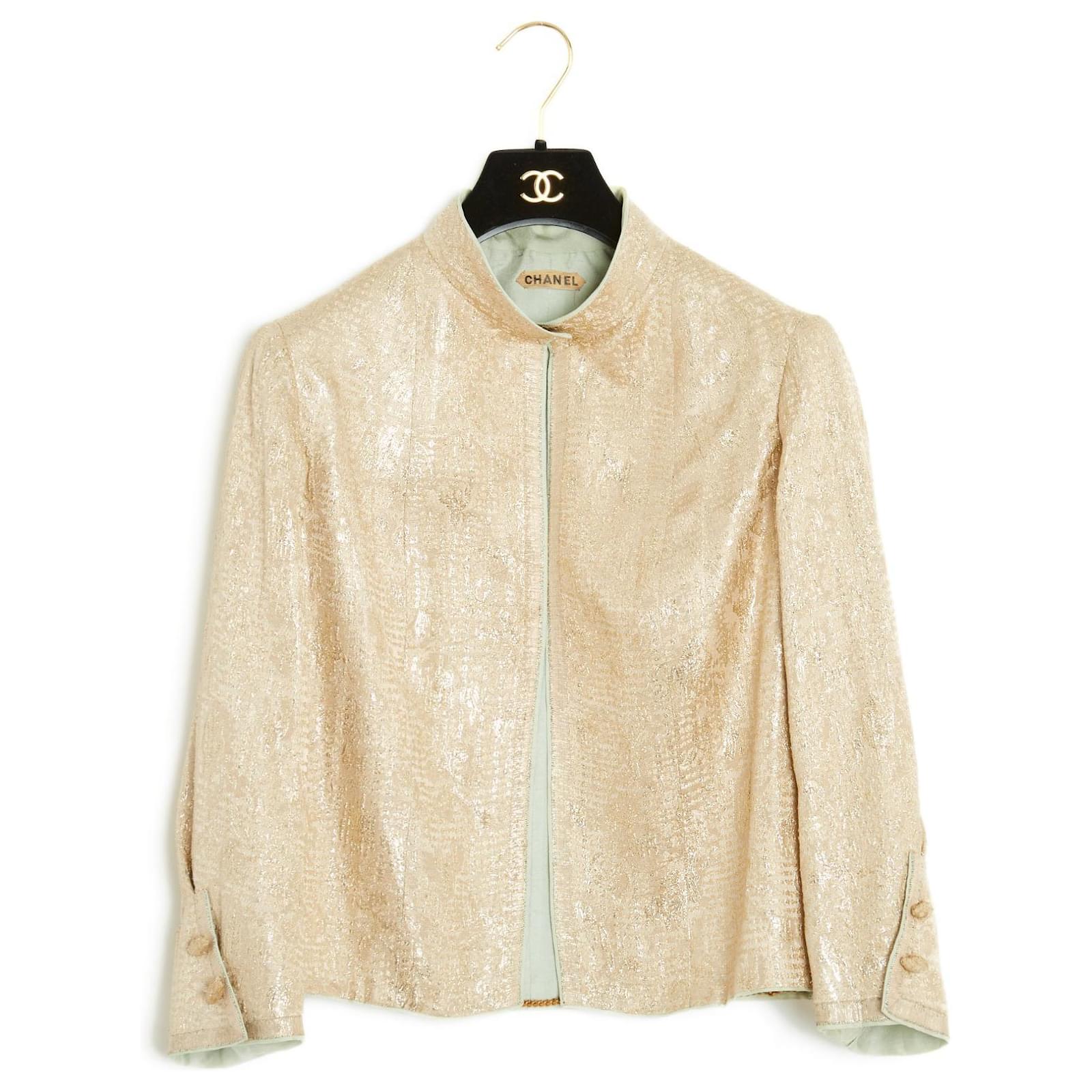 Chanel 1964 HAUTE COUTURE FR38 Gold Golden Silk ref.597943 - Joli Closet