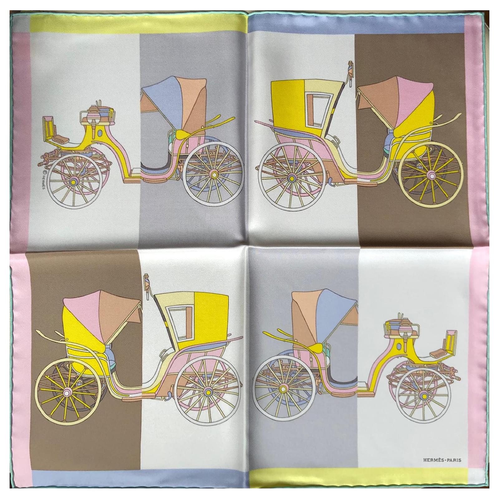 Hermès Exquisite Cars New Scarf by Jan Bajtlik White Grey Silk ref ...