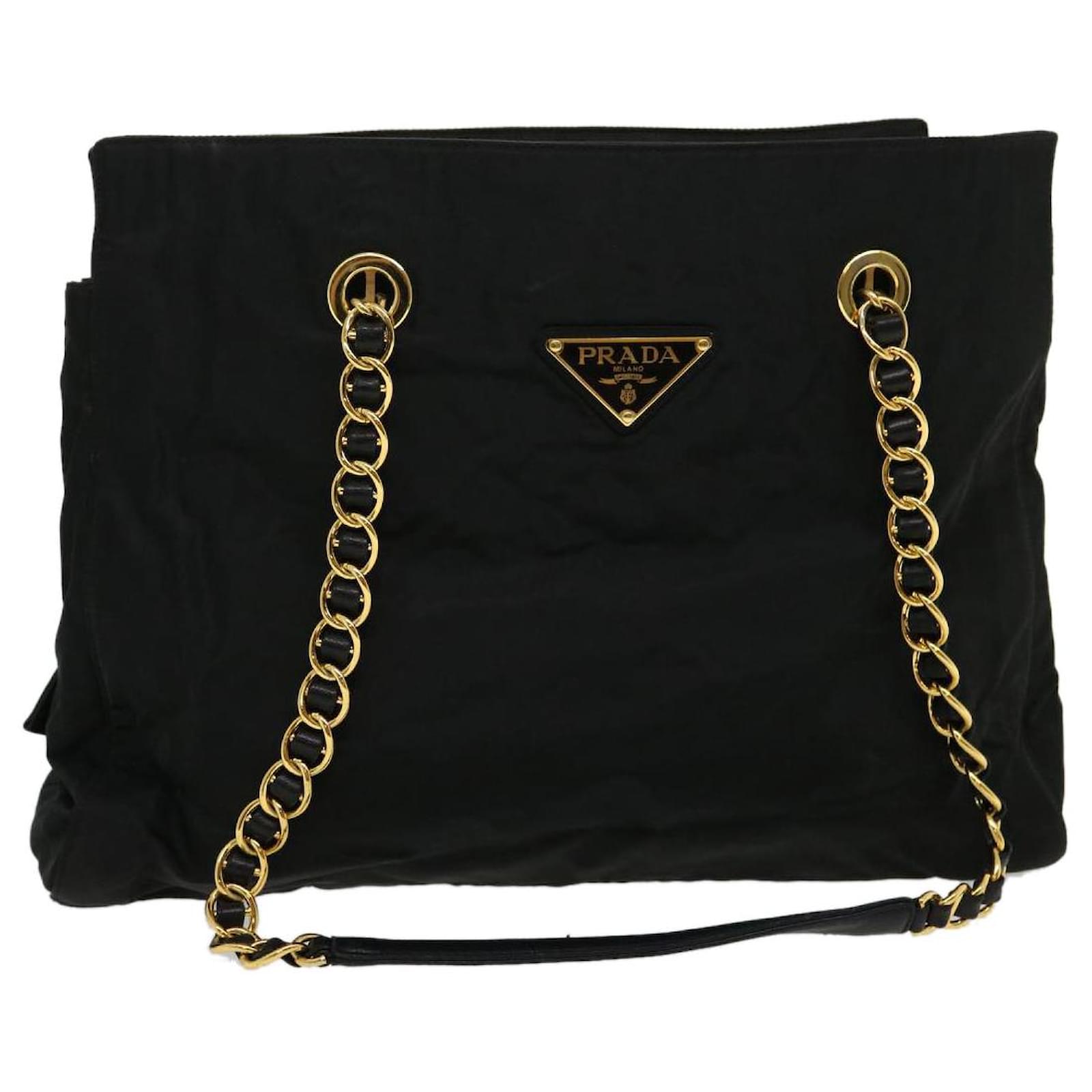PRADA Chain Tote Bag Black Auth pt2670 Nylon ref.599388 - Joli Closet