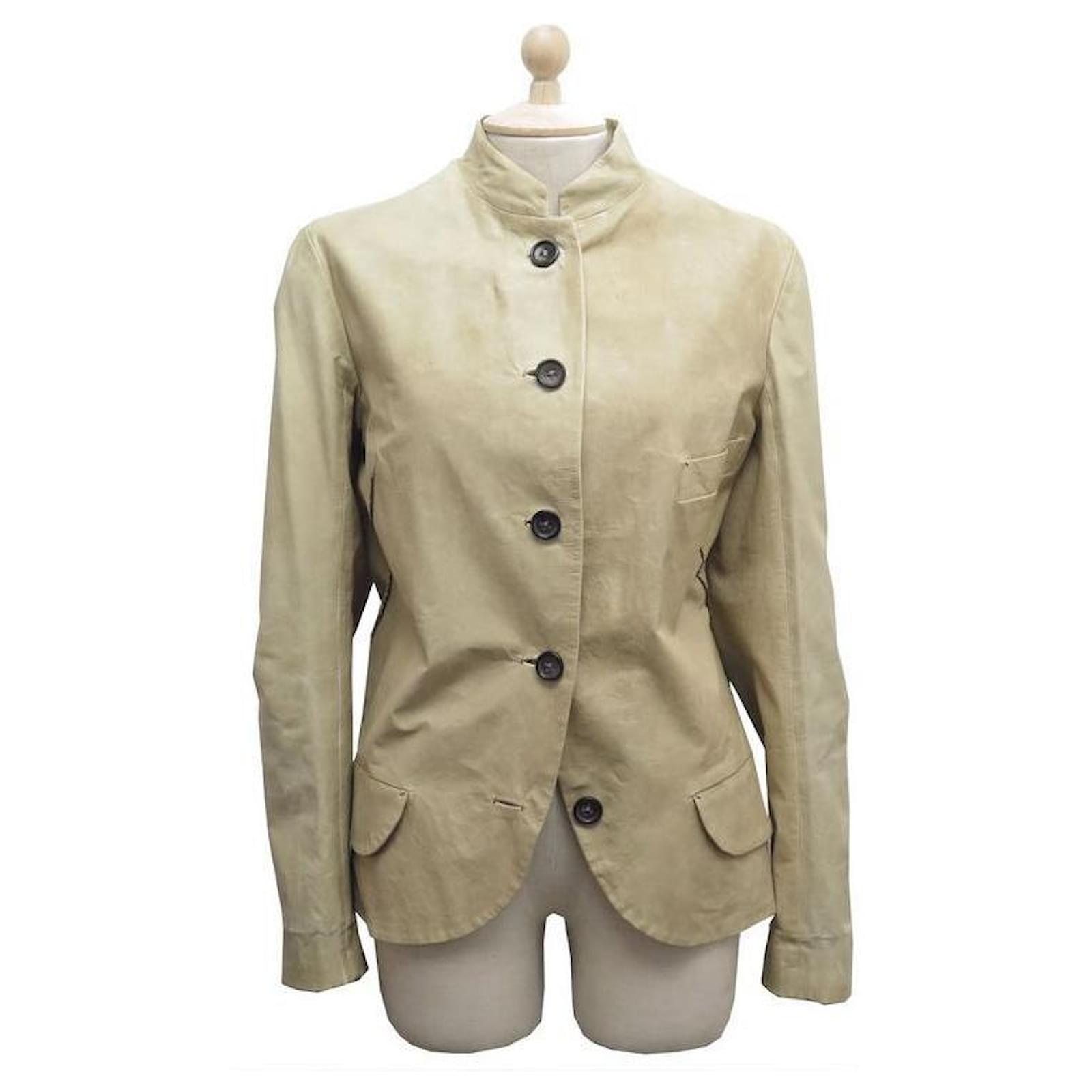JIL SANDER KANGAROO LEATHER JACKET 40 L BEIGE LEATHER JACKET LEATHER ...