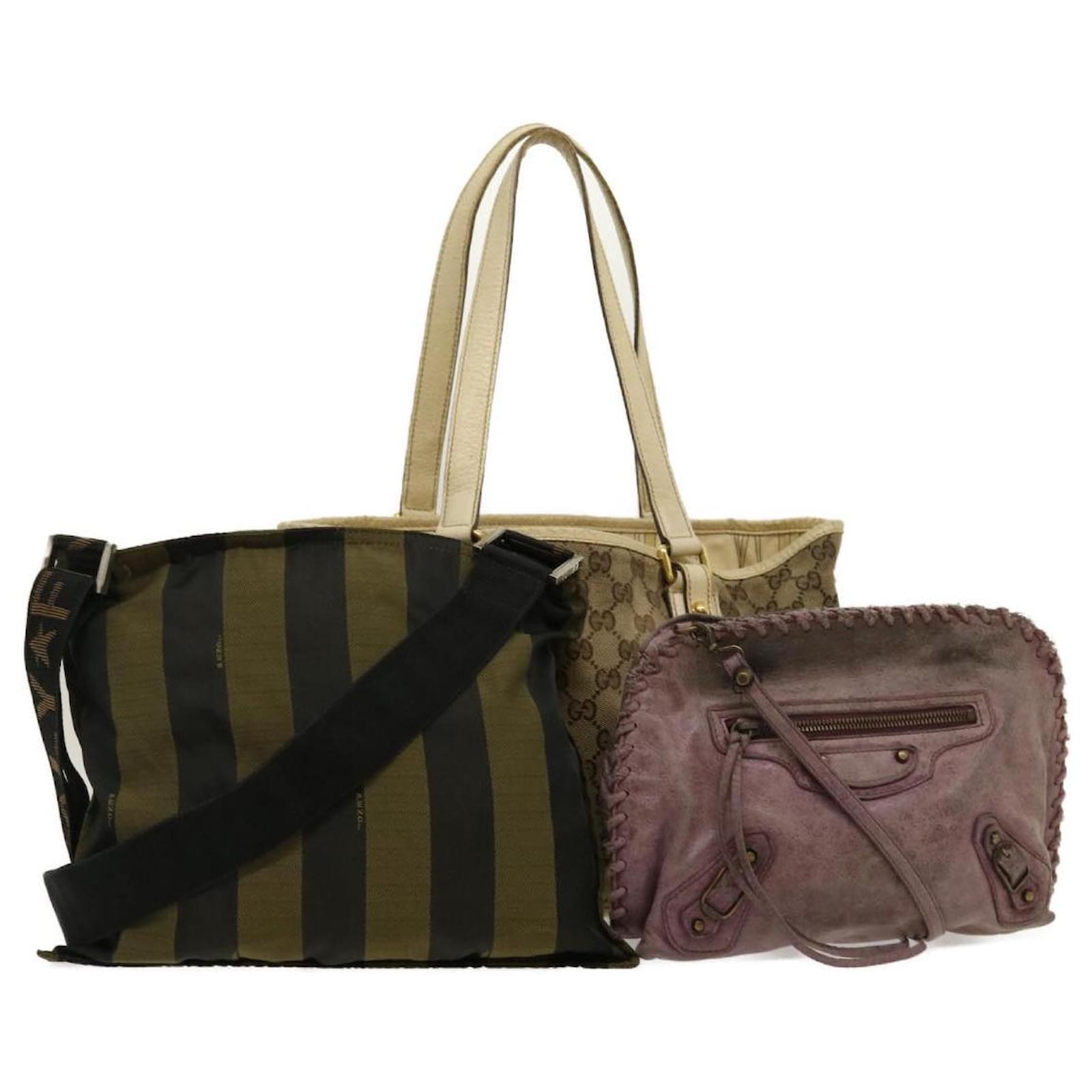 GUCCI Fendi Balenciaga Shoulder Bag 3Set Beige Purple black Auth gt2574 ...