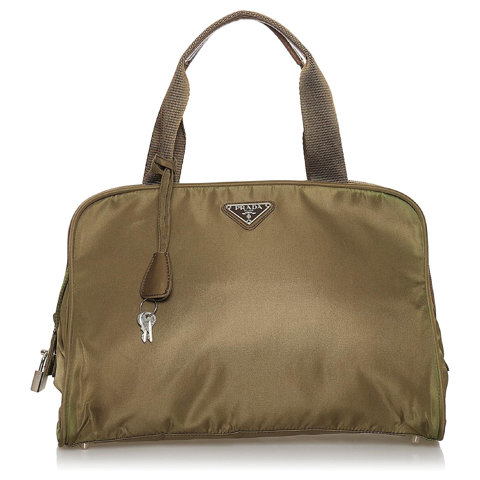 Prada Green Tessuto Handtasche Grün Dunkelgrün Nylon Tuch ref.603024 ...
