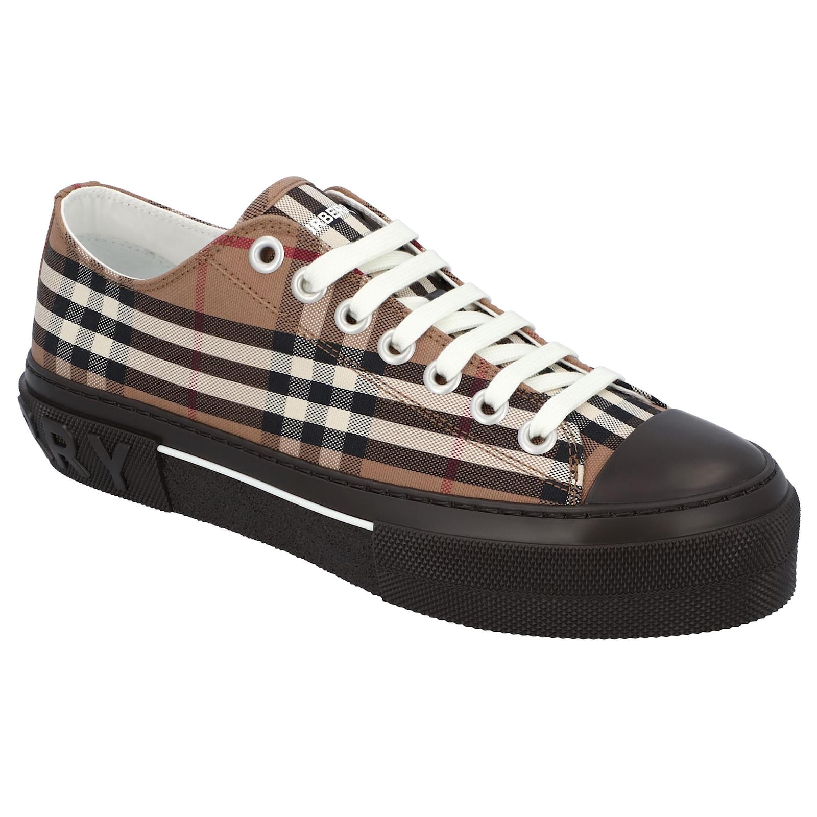 Burberry Tênis Jack Check masculino em algodão marrom ref.604646 - Joli ...