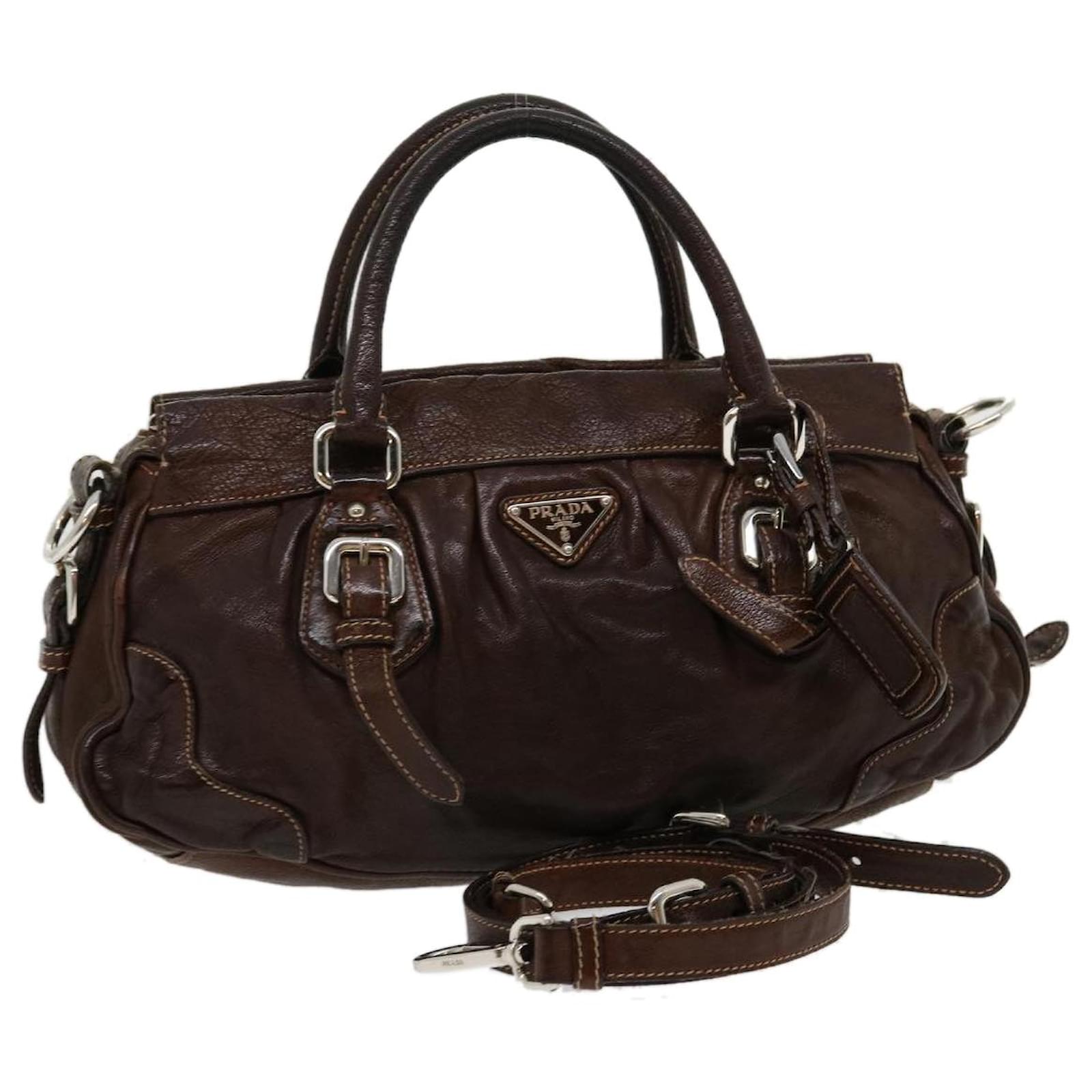 Prada Hand bag 2way Brown Auth ar7202 Leather ref.605084 - Joli Closet