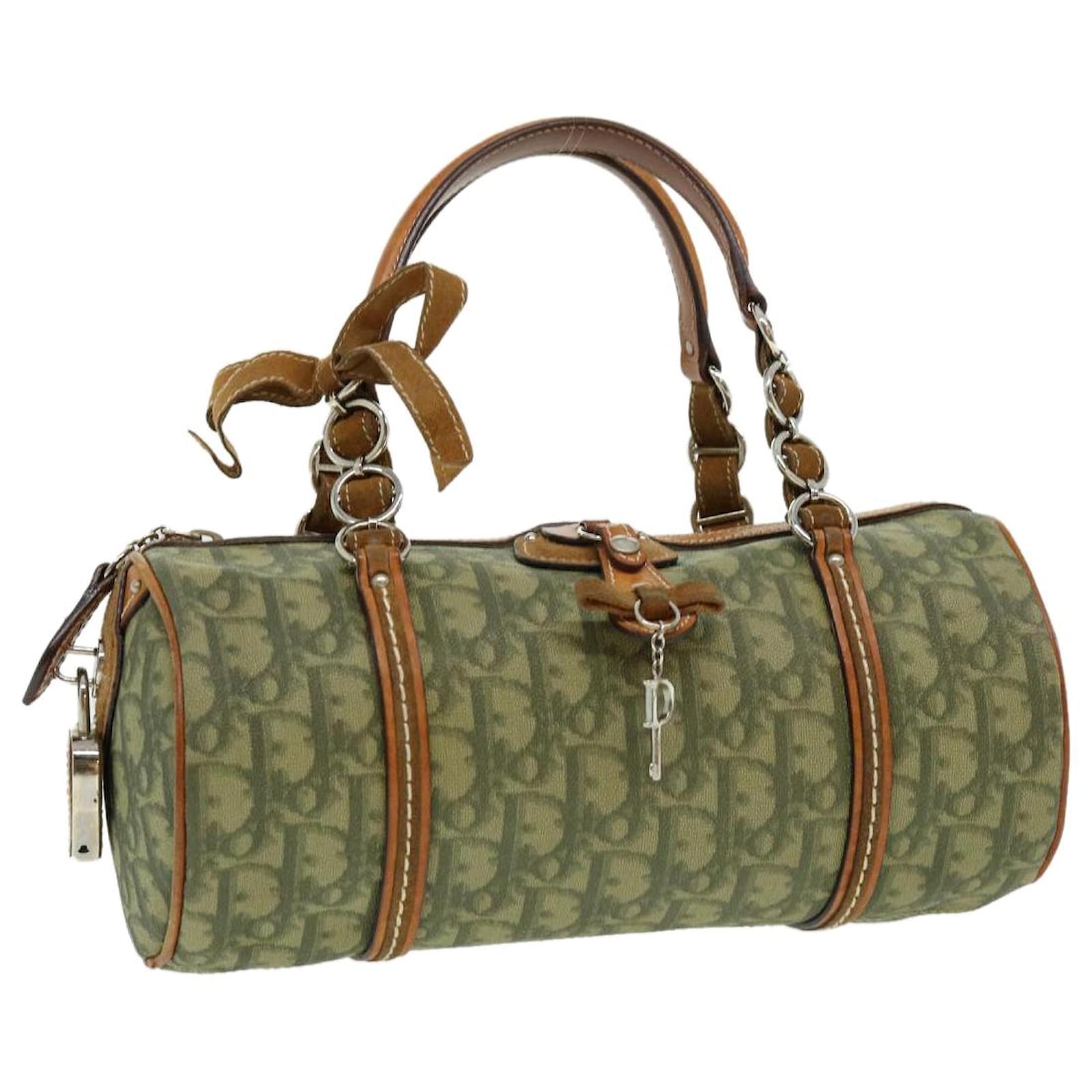 Christian Dior Trotter Canvas Handtasche PVC Leder Khaki Auth gt2632 ...