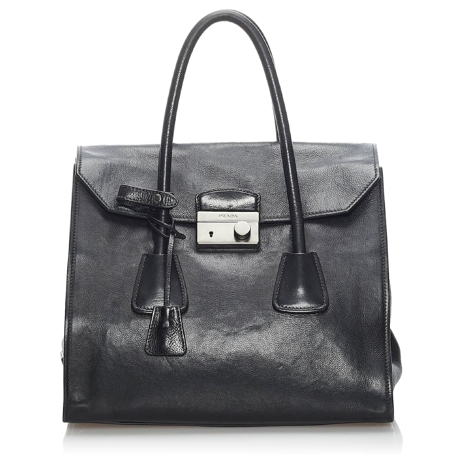 Prada Black Sound Lock Leather Satchel Pony-style calfskin ref.607317 ...