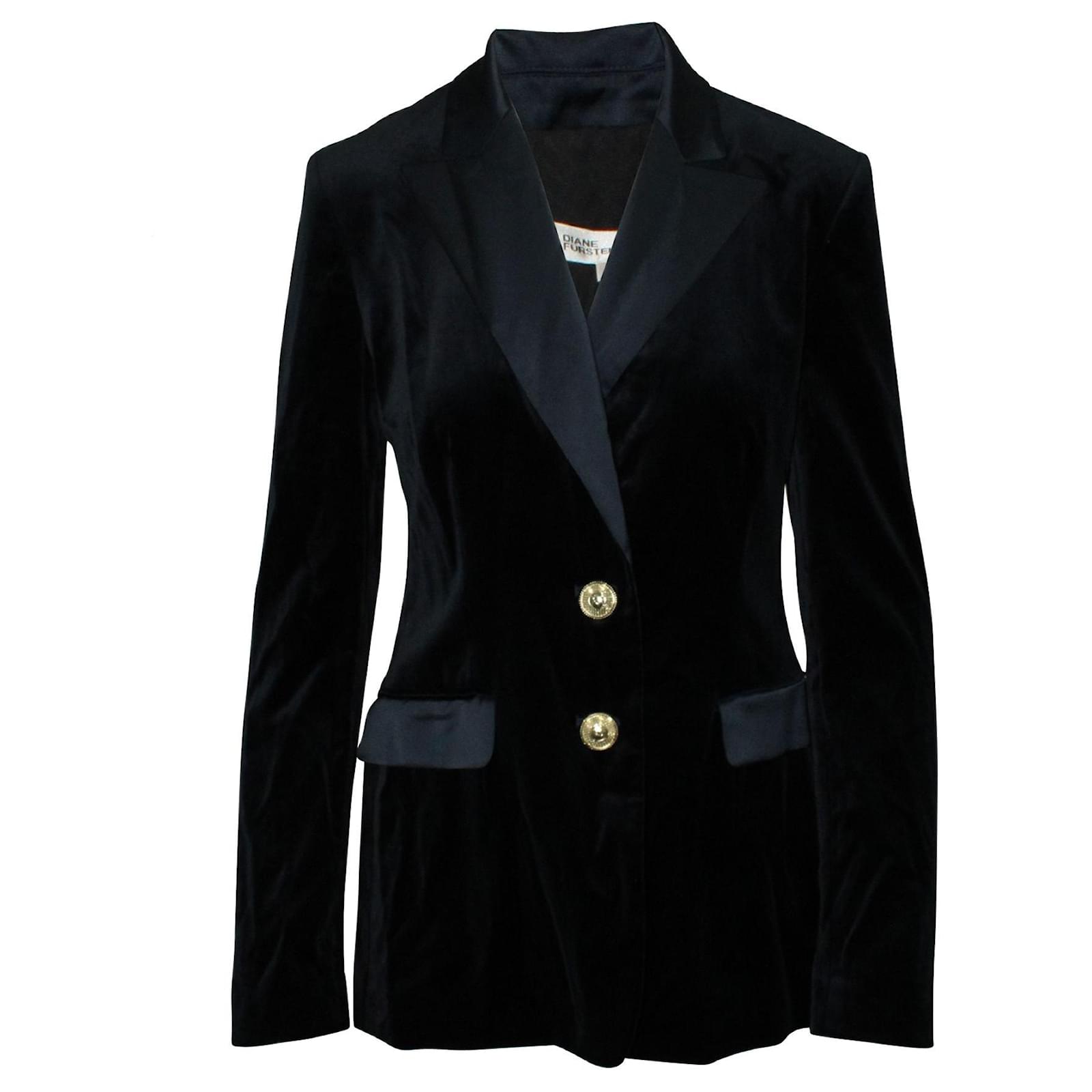 Diane Von Furstenberg Veste Velours Bleu Marine Ref607726 Joli Closet