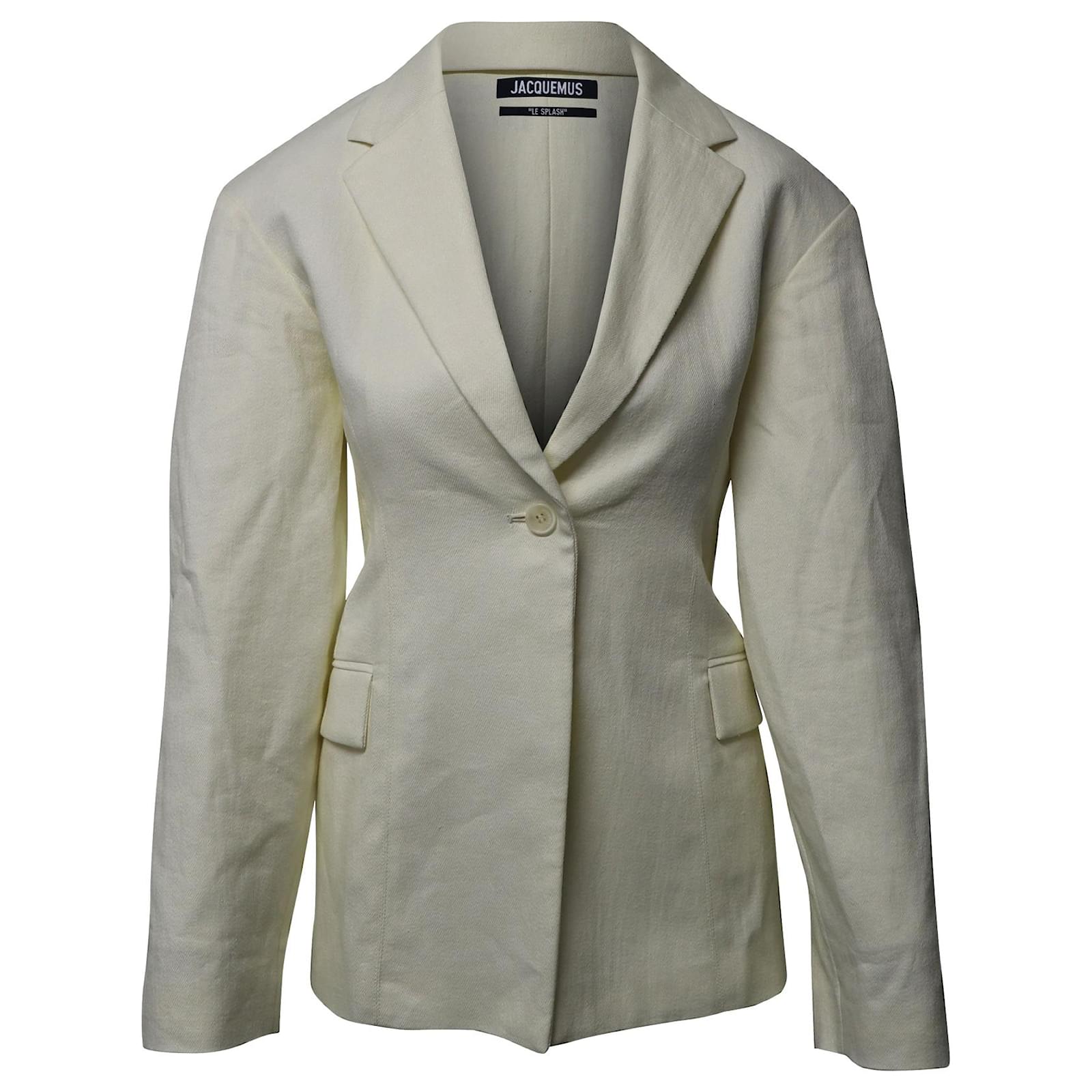 Jacquemus Fresa Open-Quarter Blazer in Cream Linen Twill White ref ...