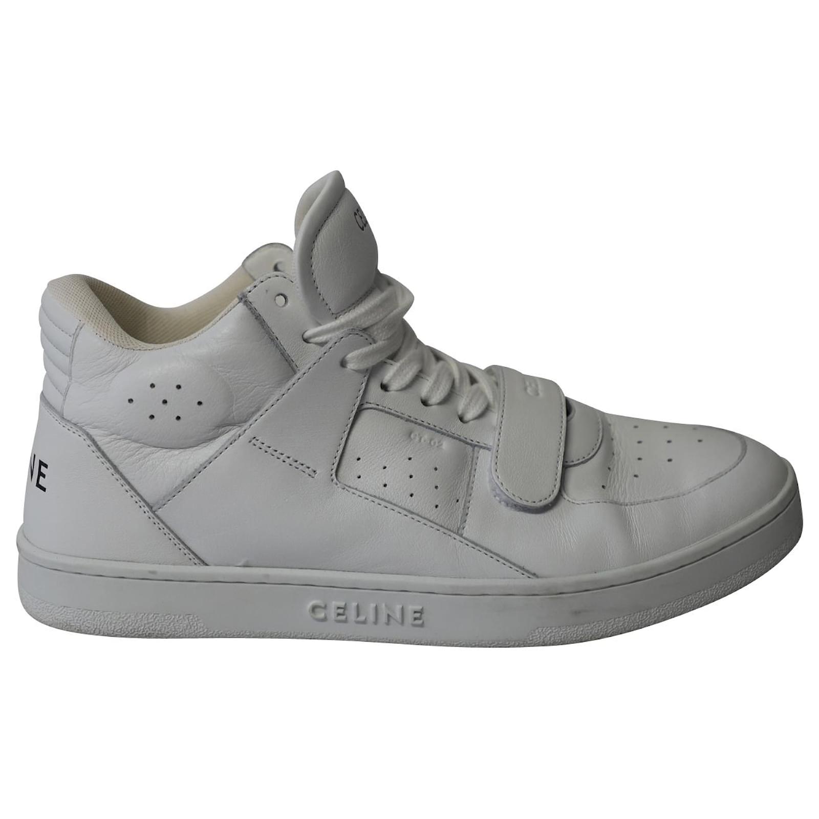 Céline CT-02 Baskets montantes en cuir de veau blanc Cuir Veau façon ...