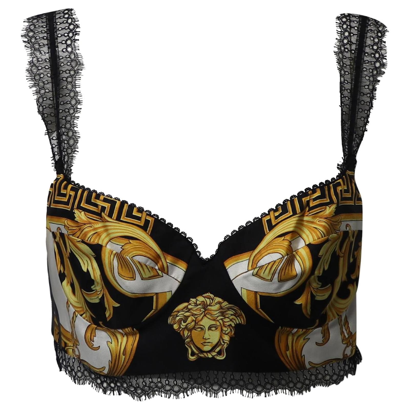 Versace La Coupe Des Dieux Bralette Top in Black Silk ref.608493 - Joli ...