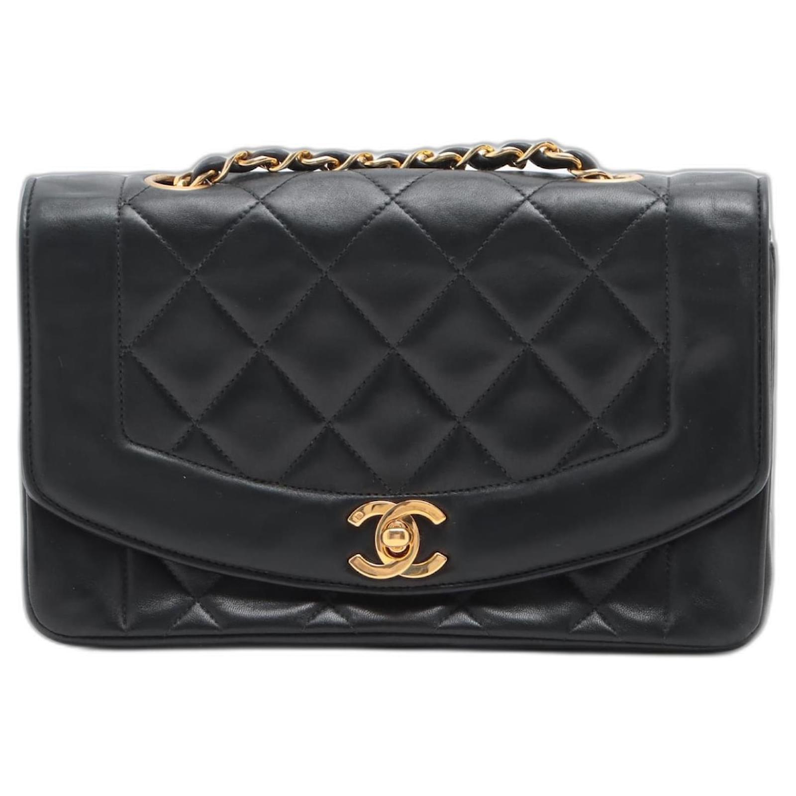 Chanel Diana Small Black Lambskin Gold Vintage Leather ref.609582 ...