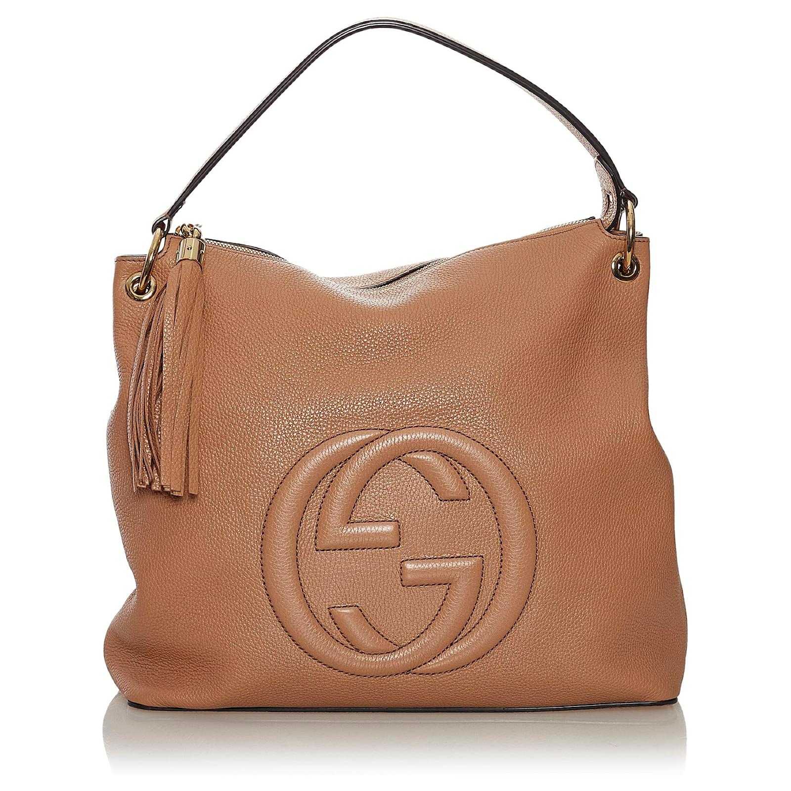 Gucci Brown Soho Leather Tote Bag Beige Pony-style calfskin ref.610366 ...