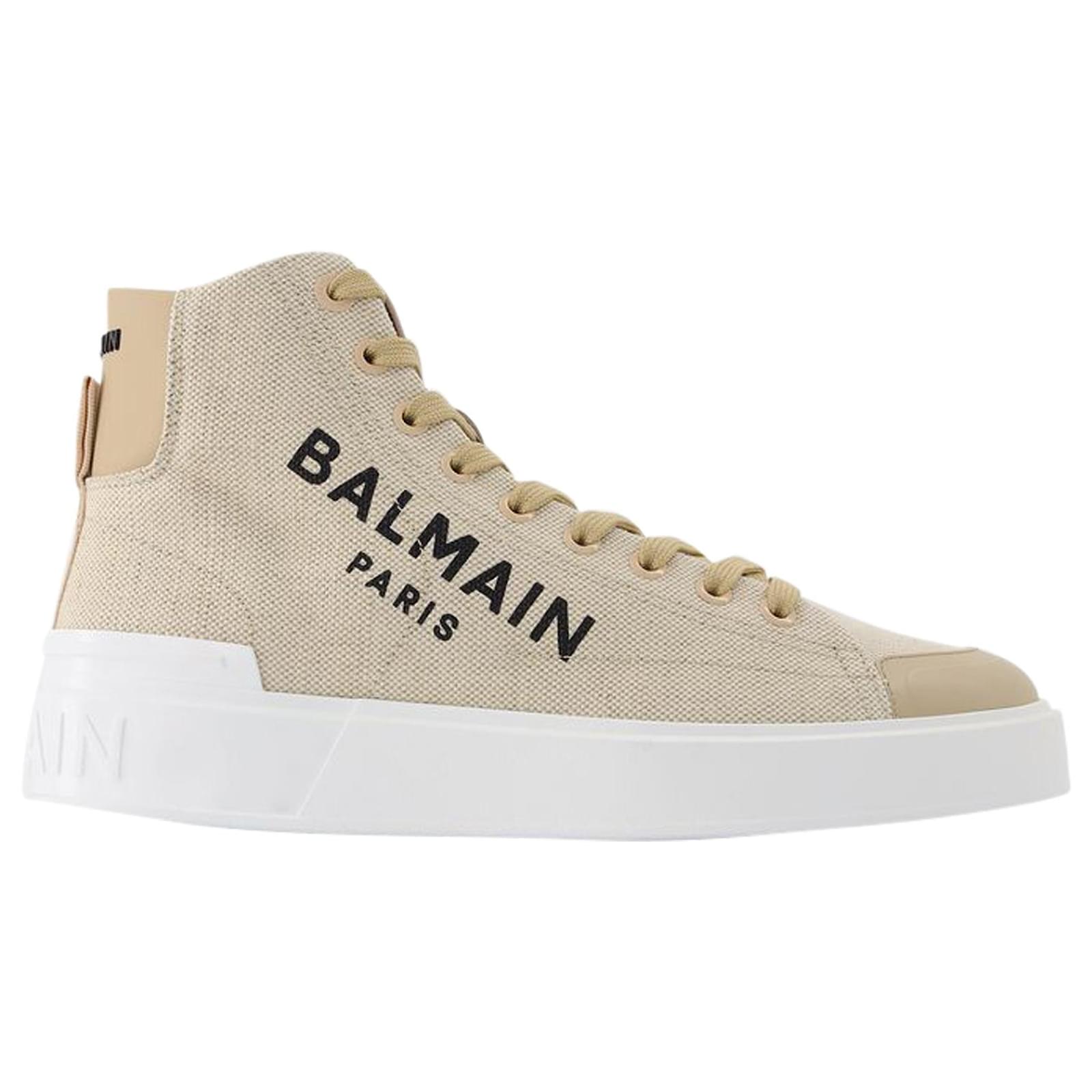 Balmain B Court High Top-Canvas&Logo in White Cotton Cloth ref.611423 ...